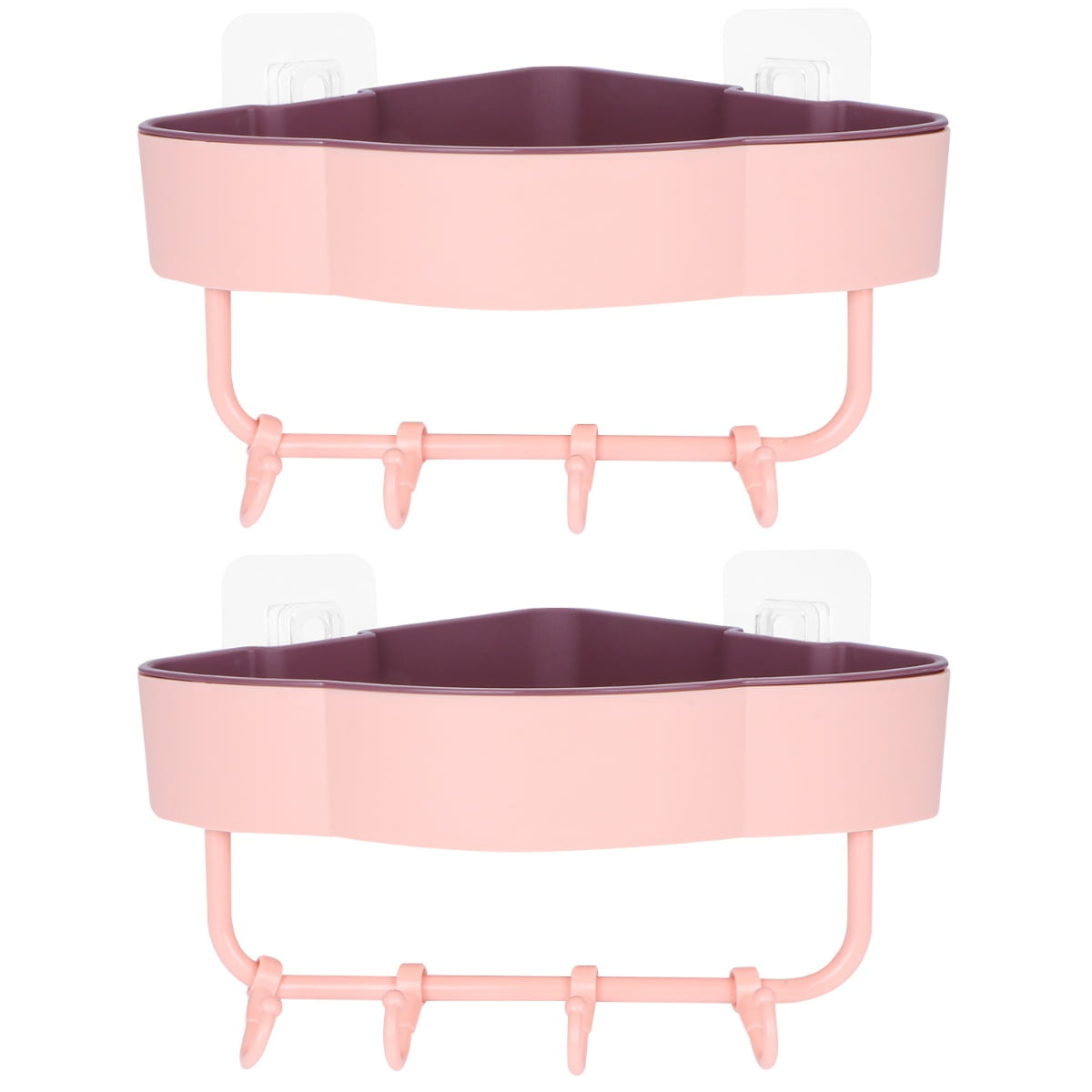 Set of 2 Washroom Organizer Plungers Floating Shelves for Bathroom Pink ...