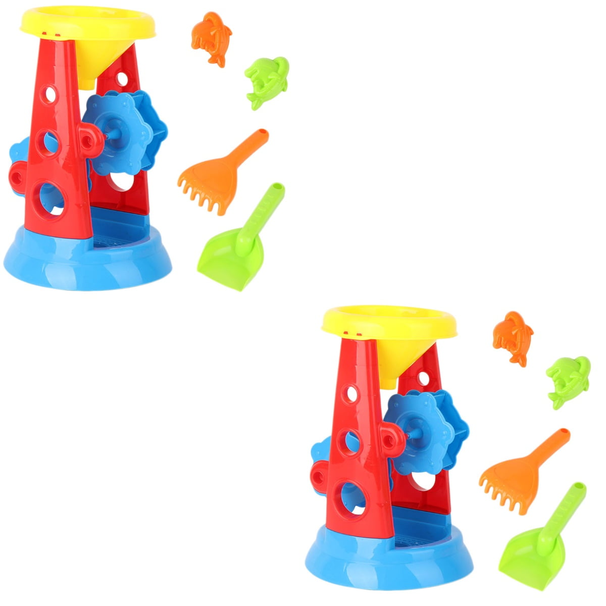 Set of 2 Water Tower Toy Play Funnels Spilling Sand Shovel Baby Child ...