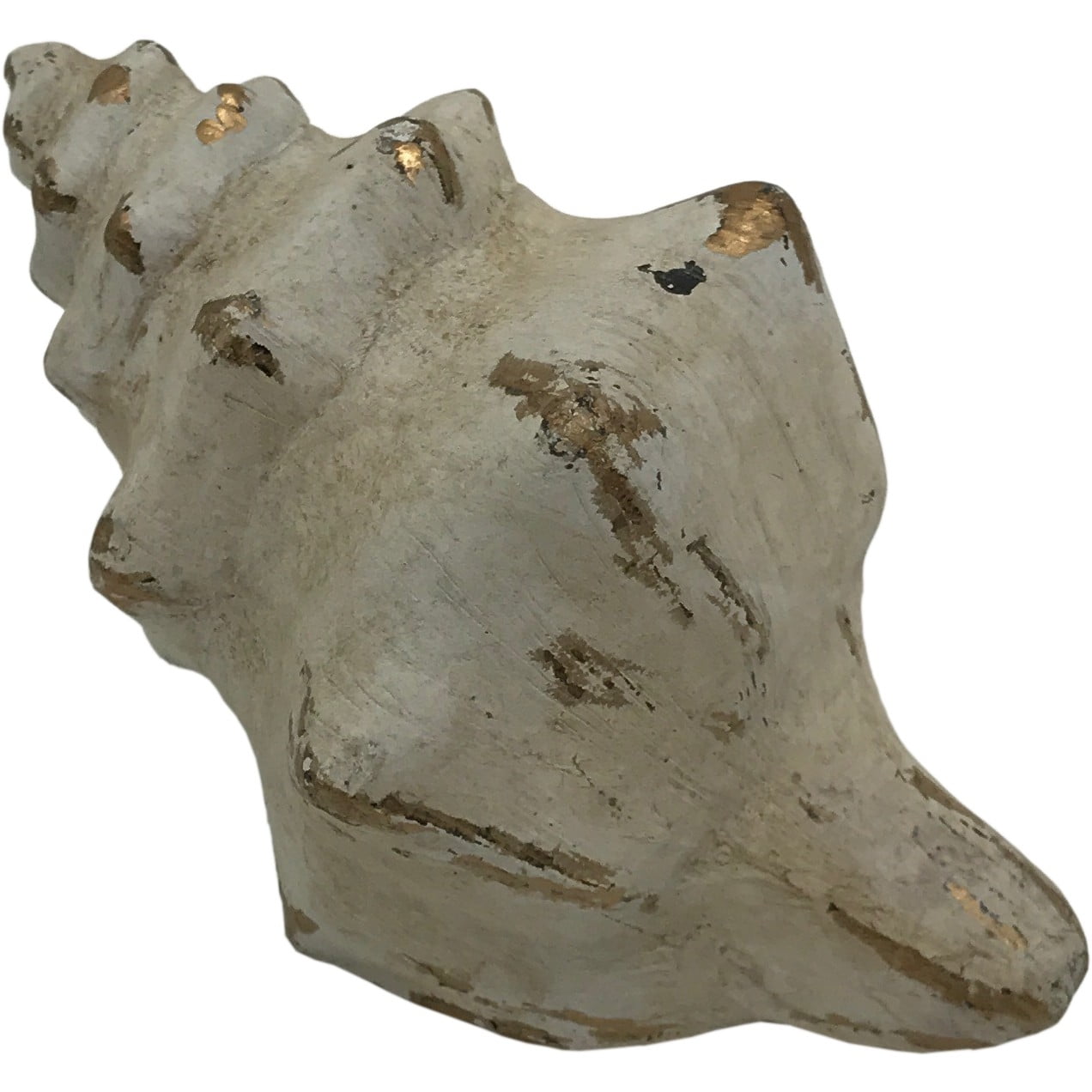 Set of 2 Weathered White And Gold Paper Mache Seashell Decoration ...