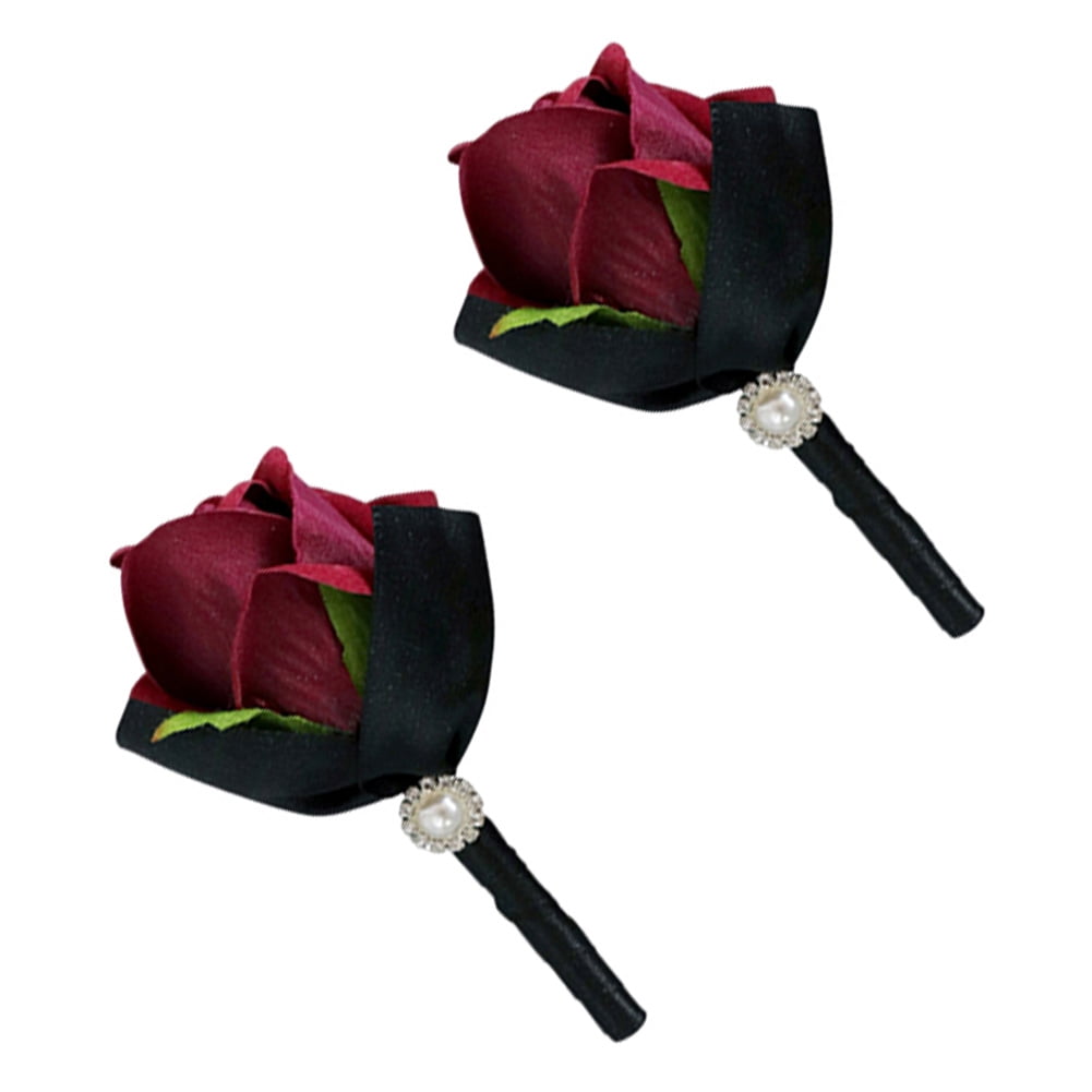 Set of 2 Wedding Flowers Accessory Set Elegant Wine Red Velvet Flower ...