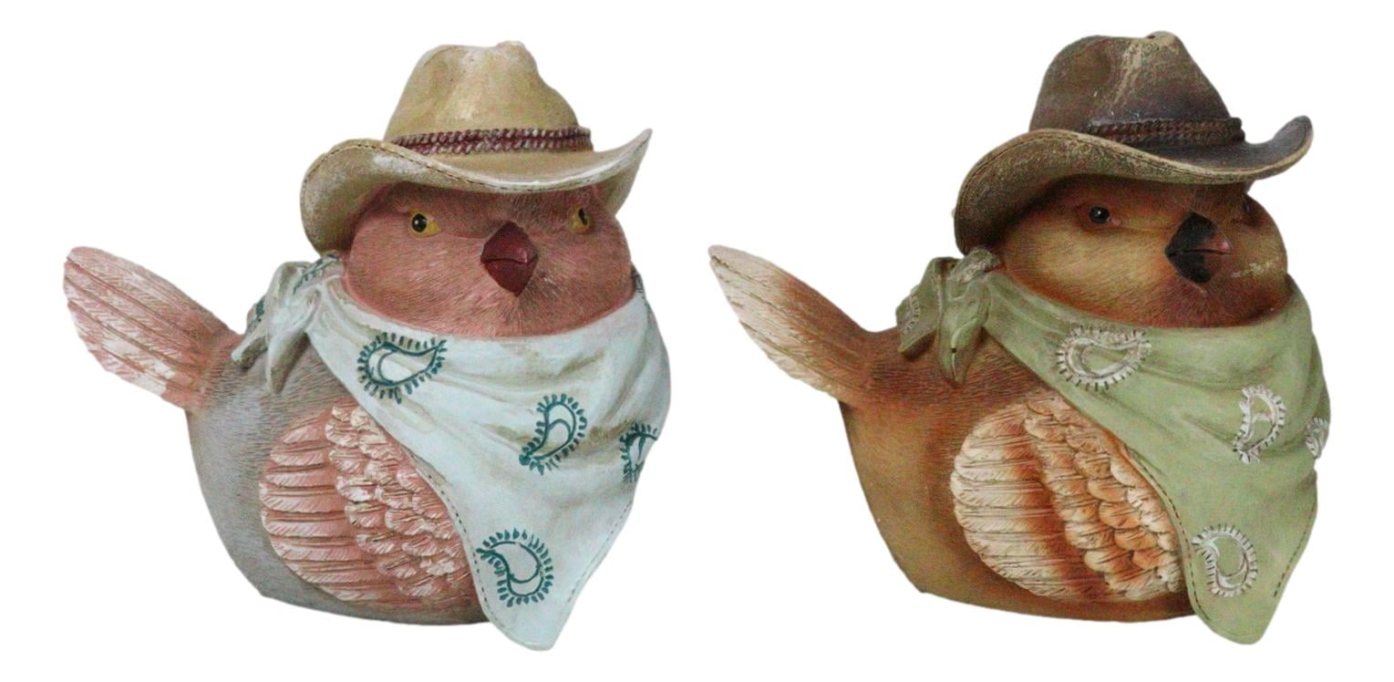 Set of 2 Western Howdy Cowboy and Cowgirl Birds with Hat And Scarf ...