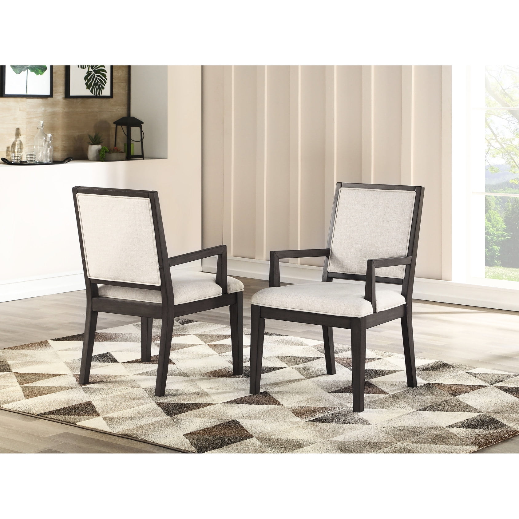 Set of 2 White Arm Chairs, 36 in Tall, Fabric - based | Solid Hardwood ...