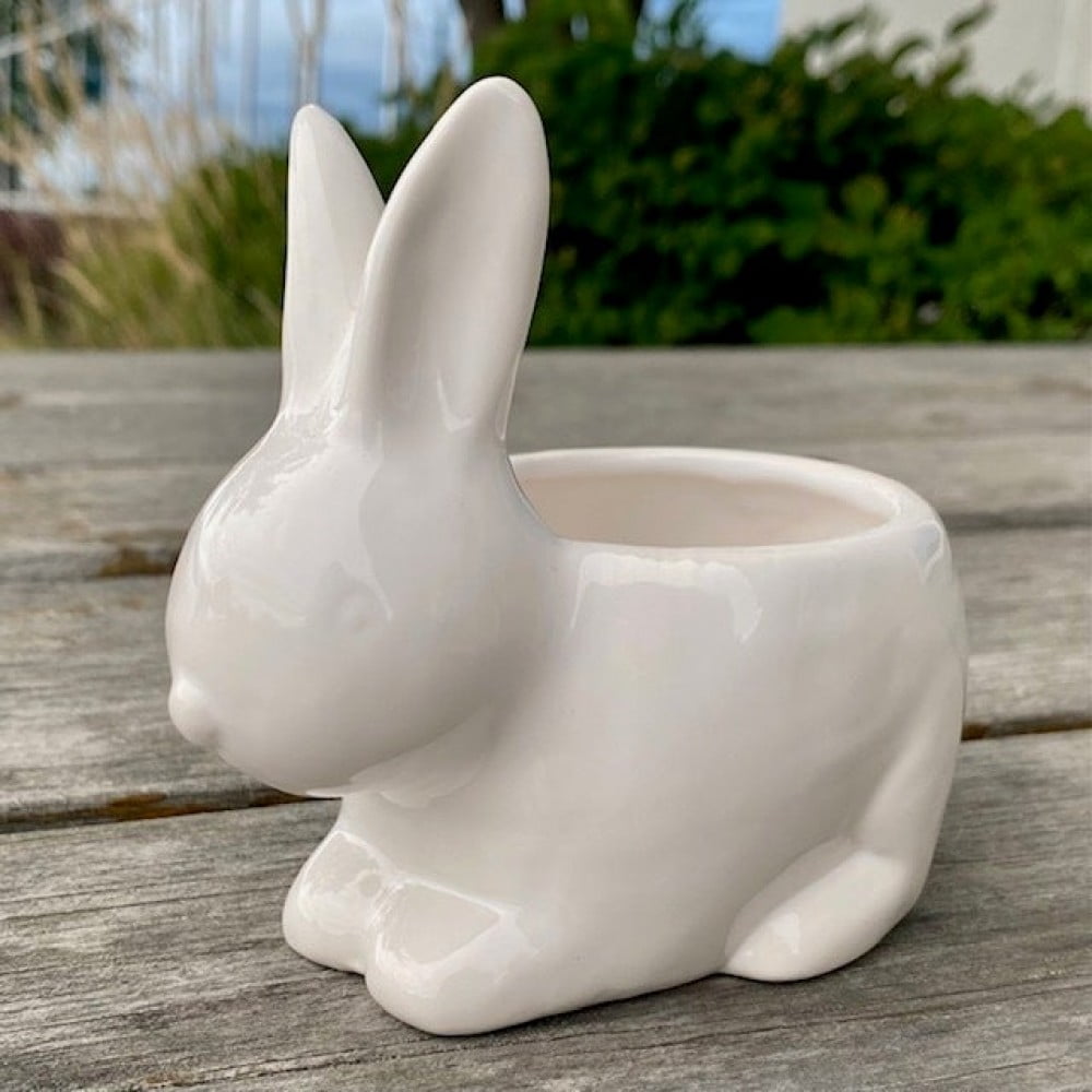 Set of 2 White Bunny Planter - Walmart.com