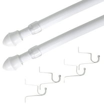 Evideco Small Flat Cafe Curtain Rod Adjustable Set of 2 White 12" to 16 ...