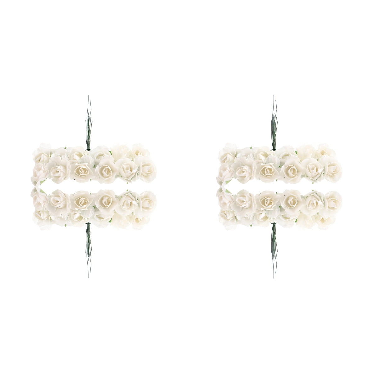 Set of 2 White Mini Roses Artificial Paper Flowers Bride - Walmart.com