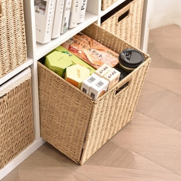 CHOSHOME Water Hyacinth Storage Baskets Set of 4 Wicker Cube Baskets ...