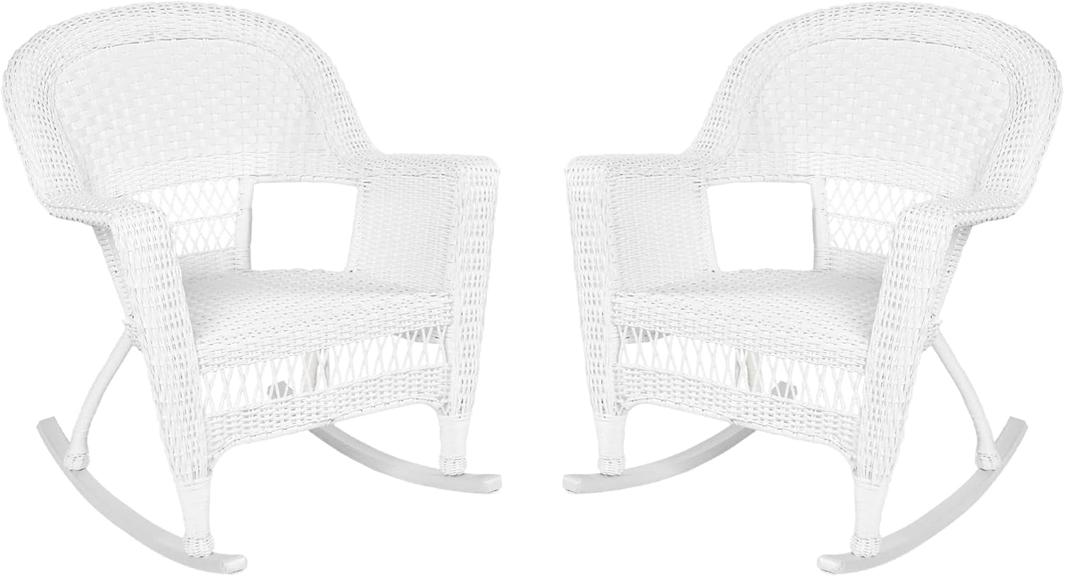 Set of 2 Wicker Rocker Chairs White - Walmart.com