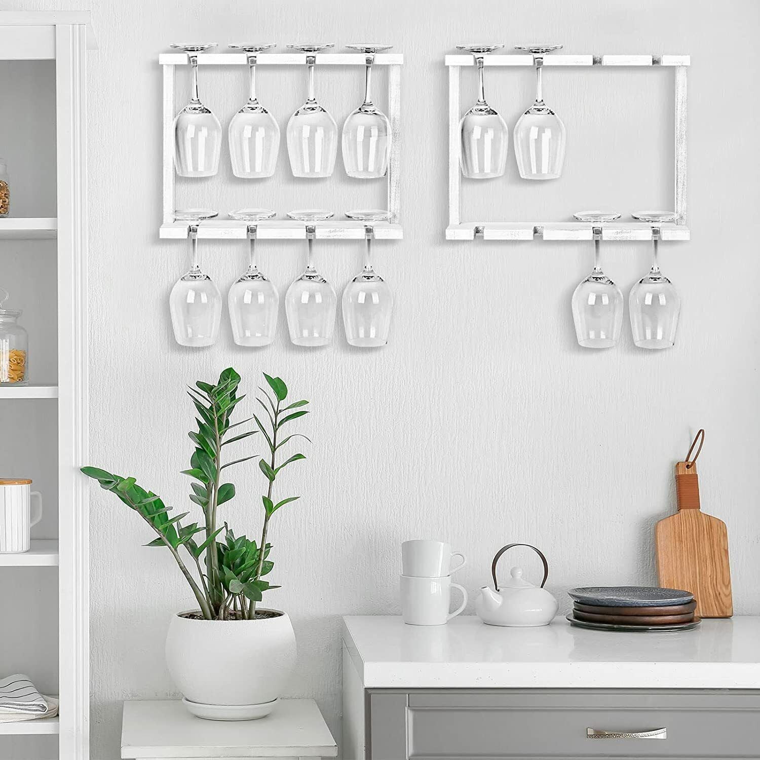 Set of 2 Wine Glass Rack Wall Mounted Glass Holder Stemware Hanging ...