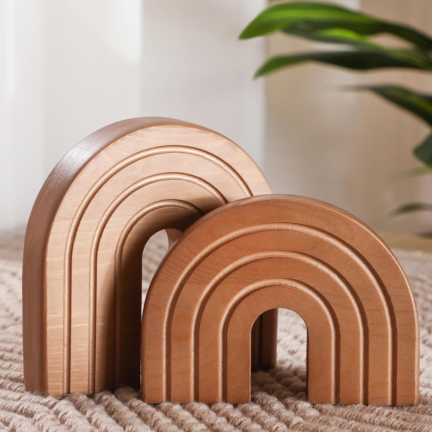 Set of 2 Wooden Arch Decor Boho Wood Rainbow Arch Decorative Objects ...