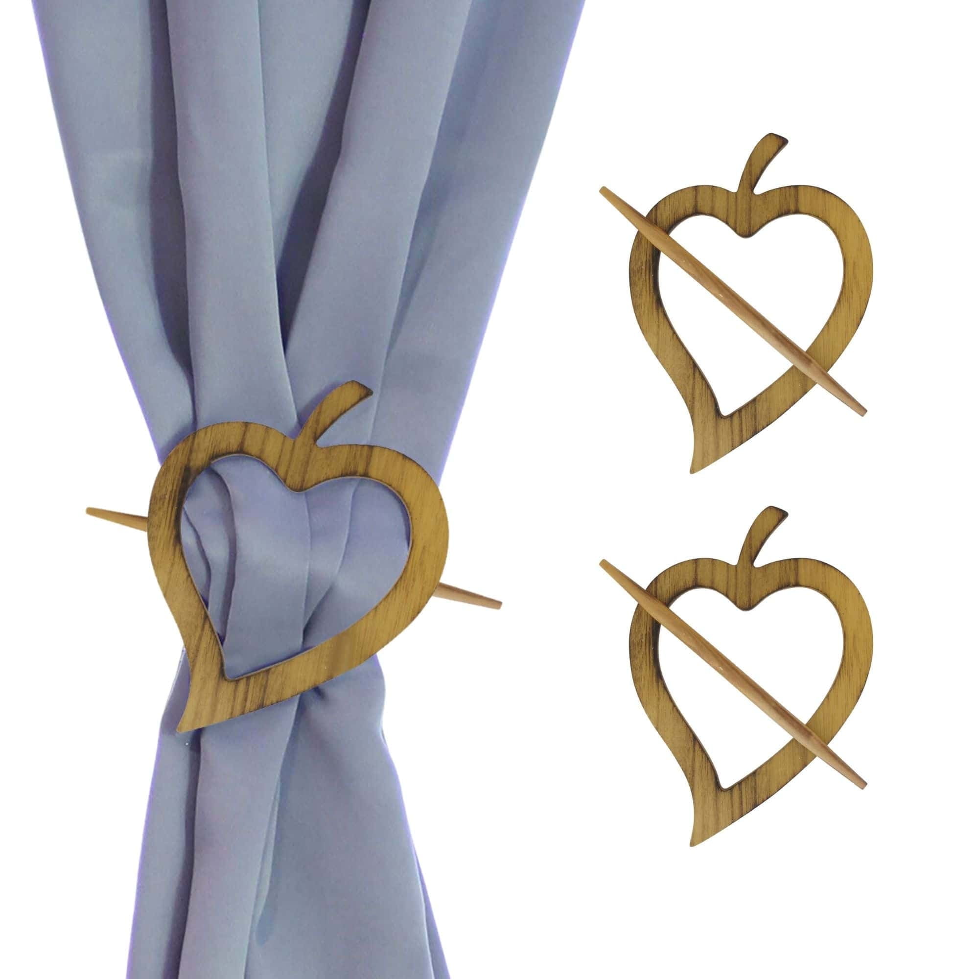 Set of 2 Wooden Heart Curtain Tiebacks – Decorative and Functional ...