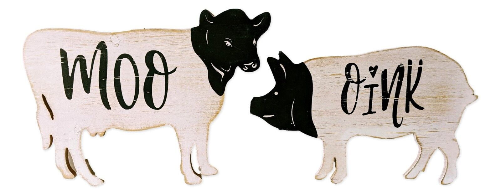 Set of 2 Wooden OINK & MOO Pig & Cow Barnyard Wall Signs, by MayRich Co ...