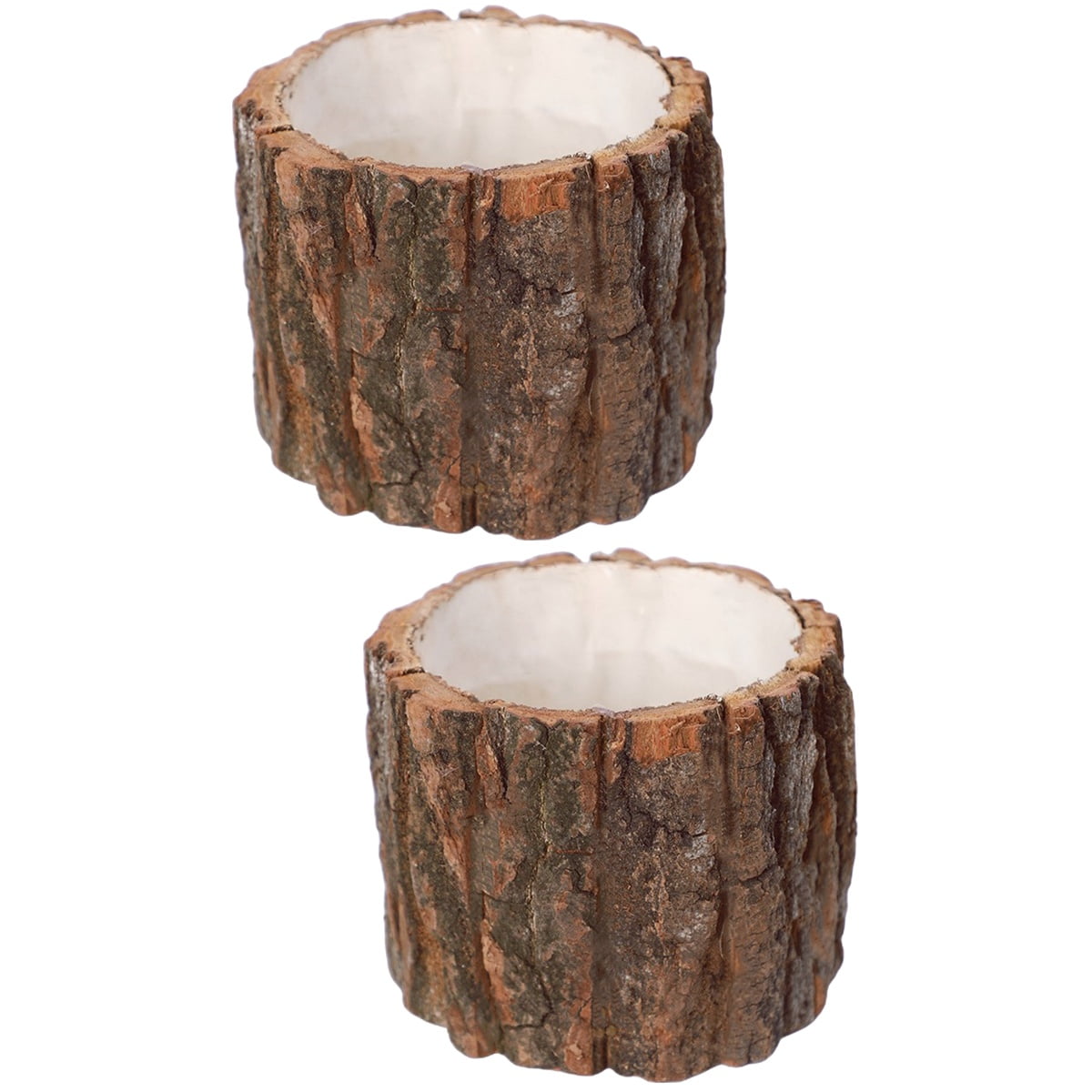 Set of 2 Wooden Stake Flowerpot with Leather Garden Pots Cachepot for ...