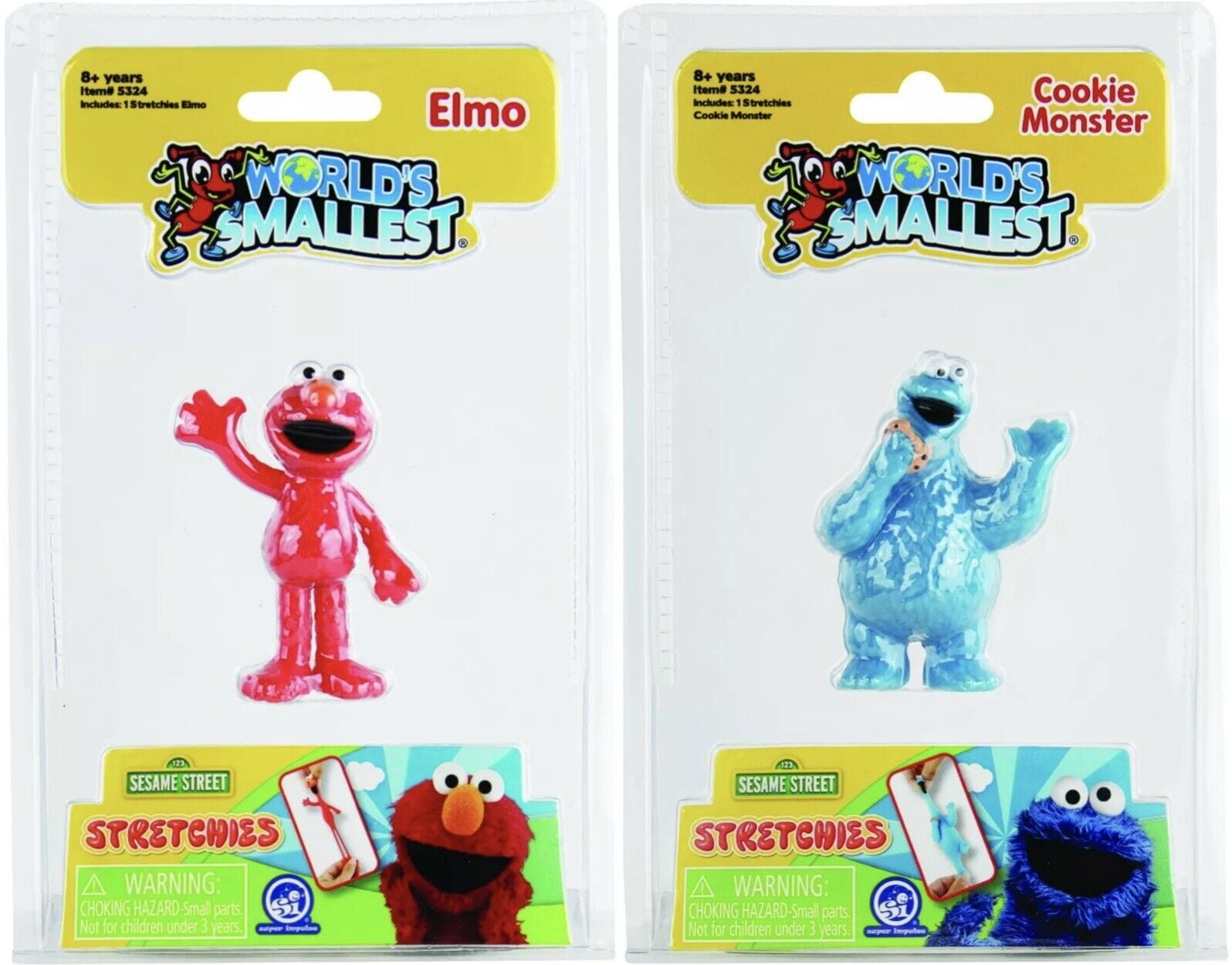 (Set of 2) Worlds Smallest STRETCHIES Cookie Monster/Elmo Sensory ...