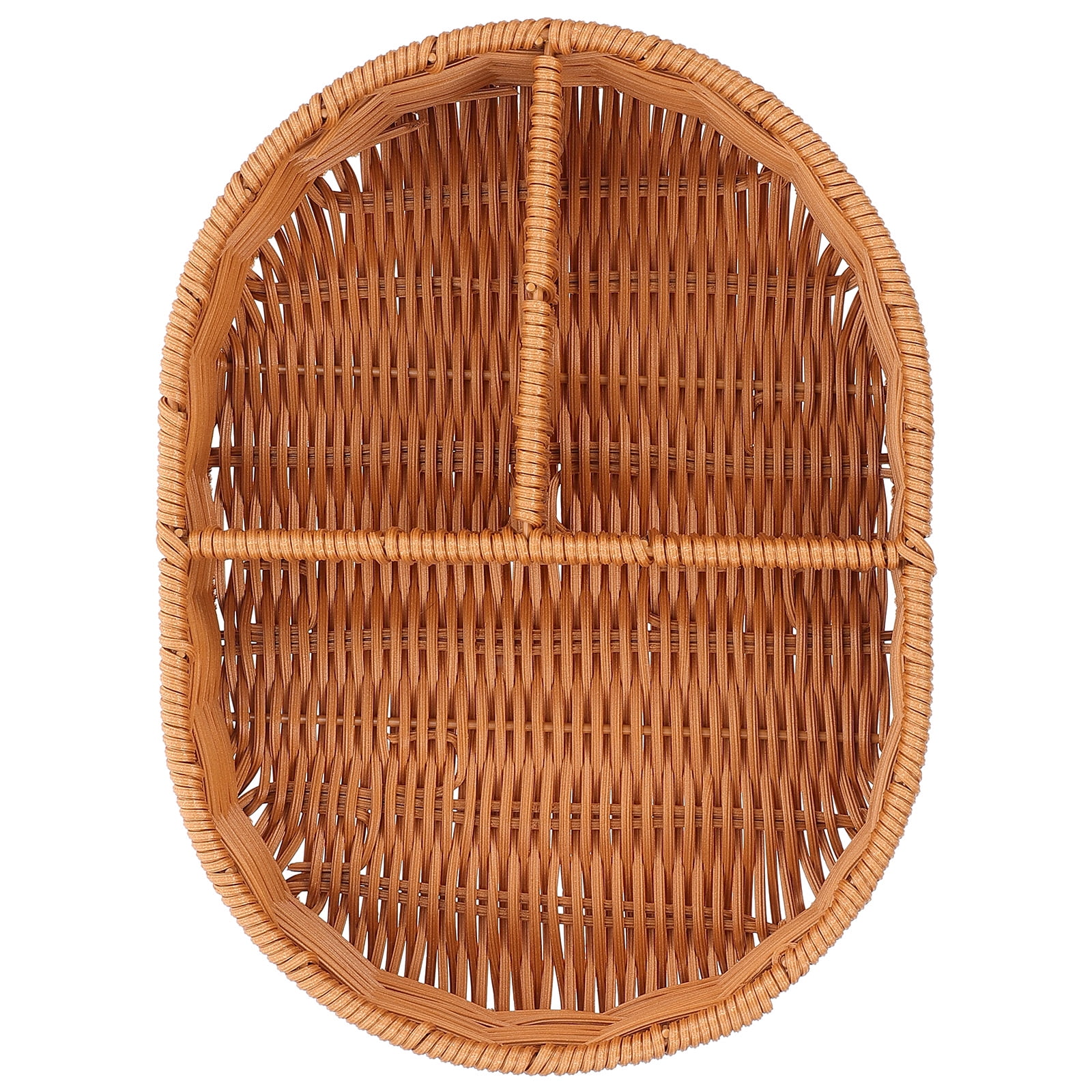 Set of 2 Woven Storage Box Round Tray Coffee Table Multi-grid Fruit ...