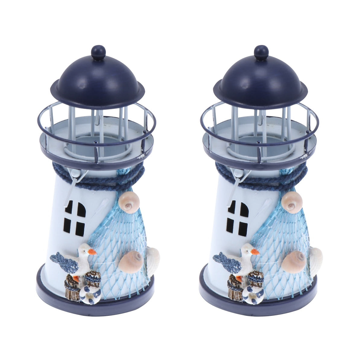 Set of 2 Wrought Iron Lighthouse Candlestick Vintage Decor Tea Lights ...