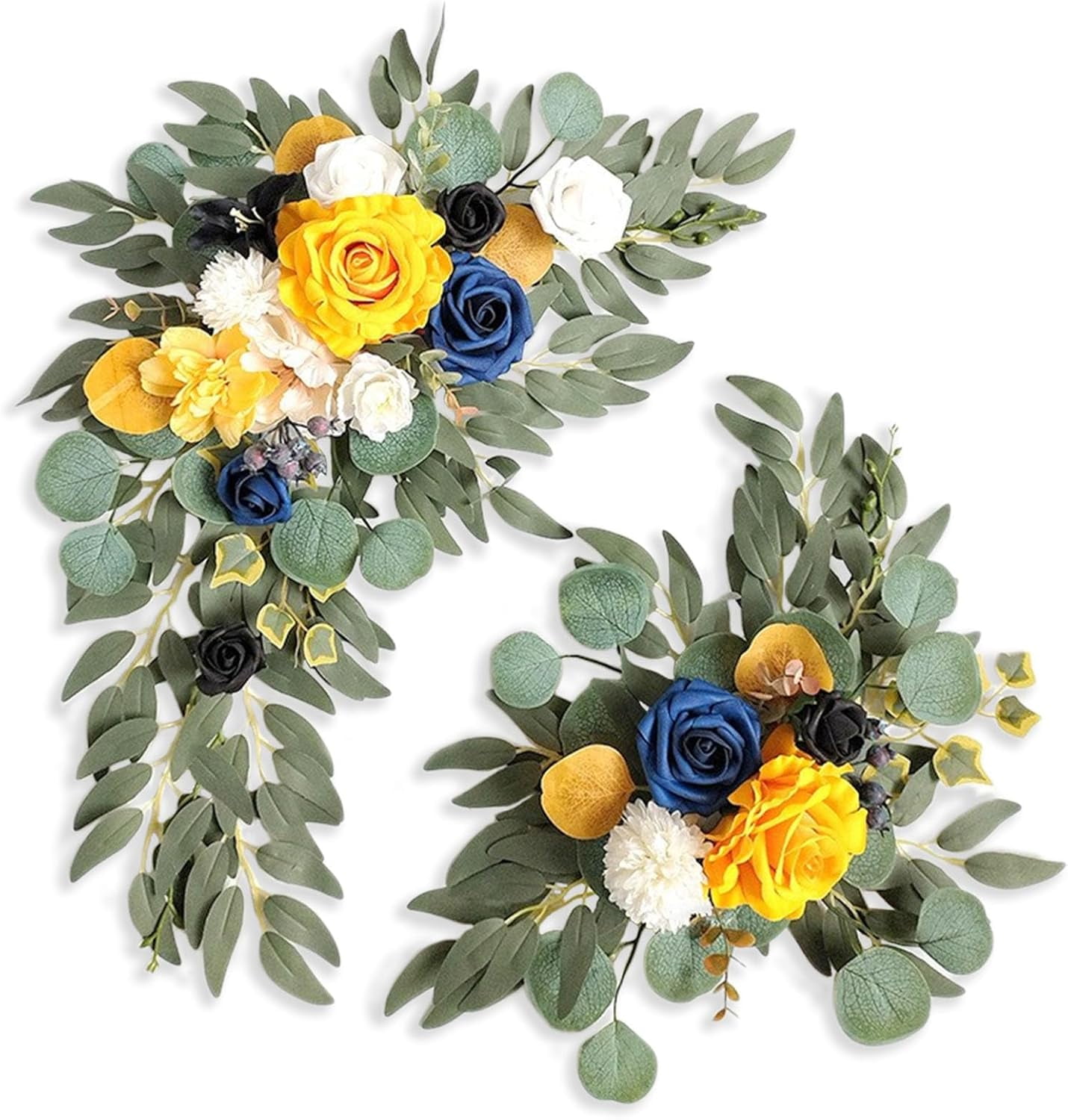 Set of 2 Yellow Wedding Arch Flowers, Faux Floral Swag for Wedding Arch ...