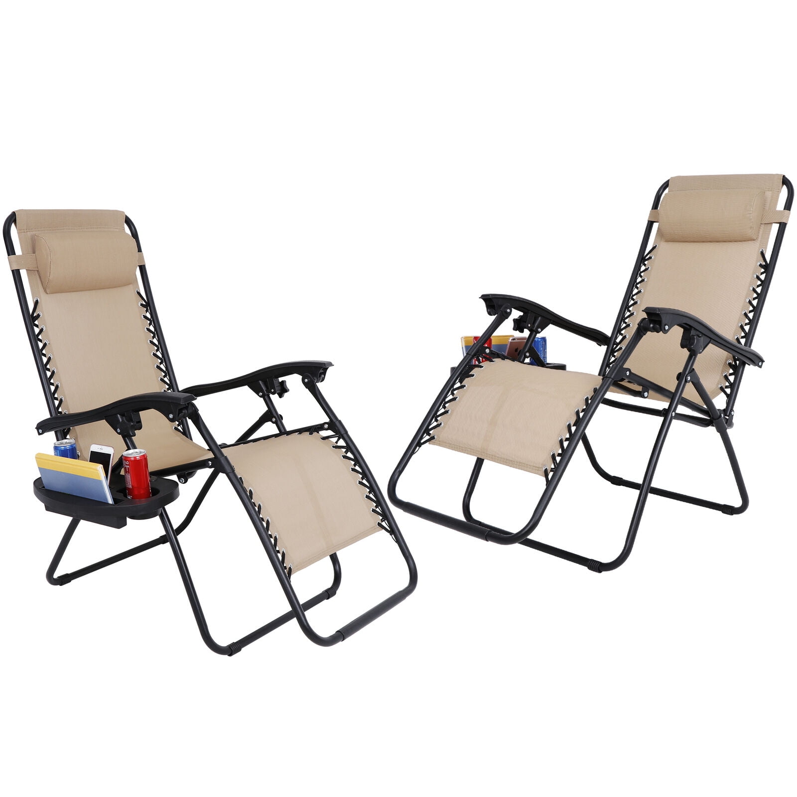 Set of 2 Zero Gravity Chair Foldable Lounge Beach Chair Back Yard for ...