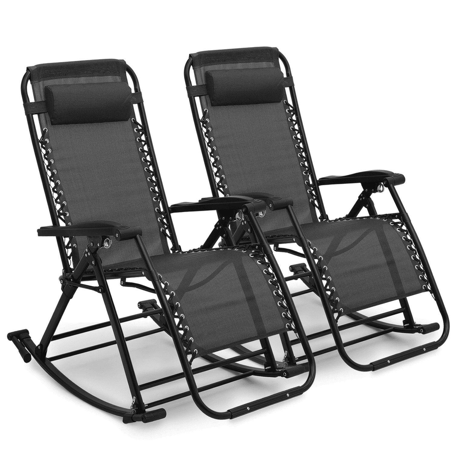 Set of 2 Zero Gravity Lounge Chairs,Folding Rocker,Adjustable Rocking ...