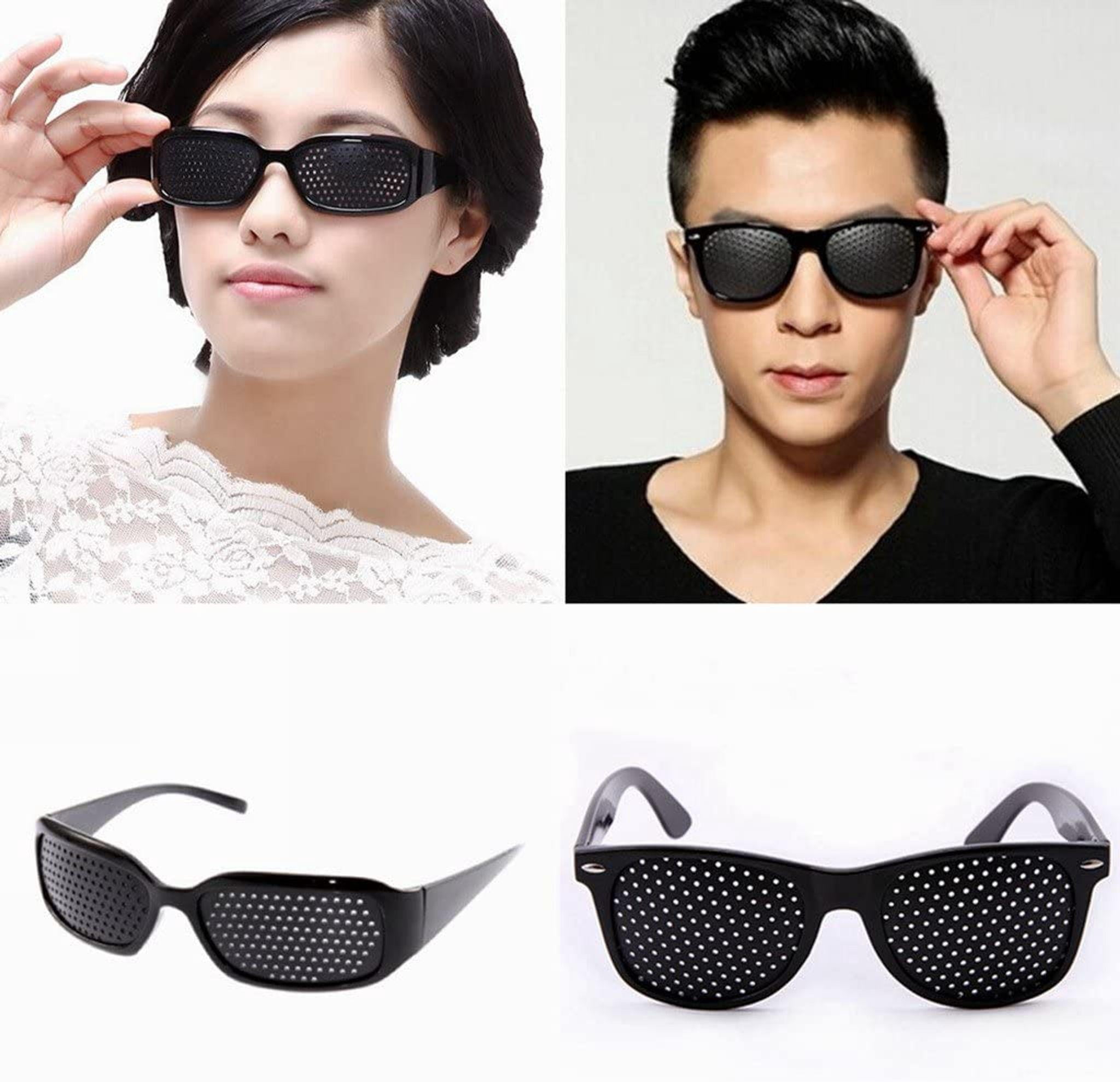 Set of 2 black pinhole glasses for eye training and relaxation. Pinhole ...