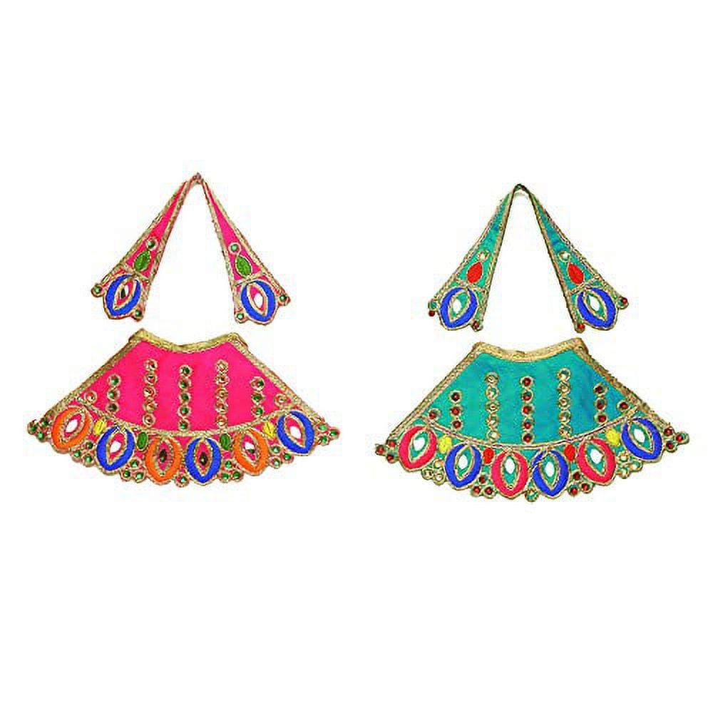 Set of 2 blue pink Designer Laxmi Durga Devi MATA Dress poshak vastra ...