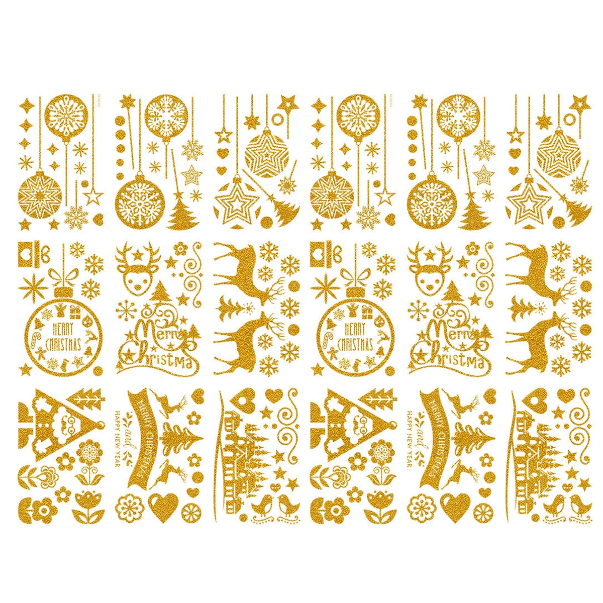 Set of 2 gold sprinkles quiet Christmas electric window stickers glass ...