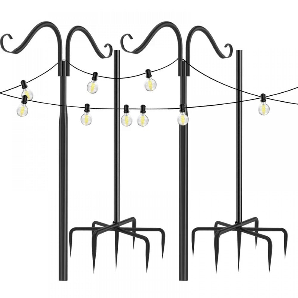 Set of 2 outdoor string light poles stand poles for hanging outside ...
