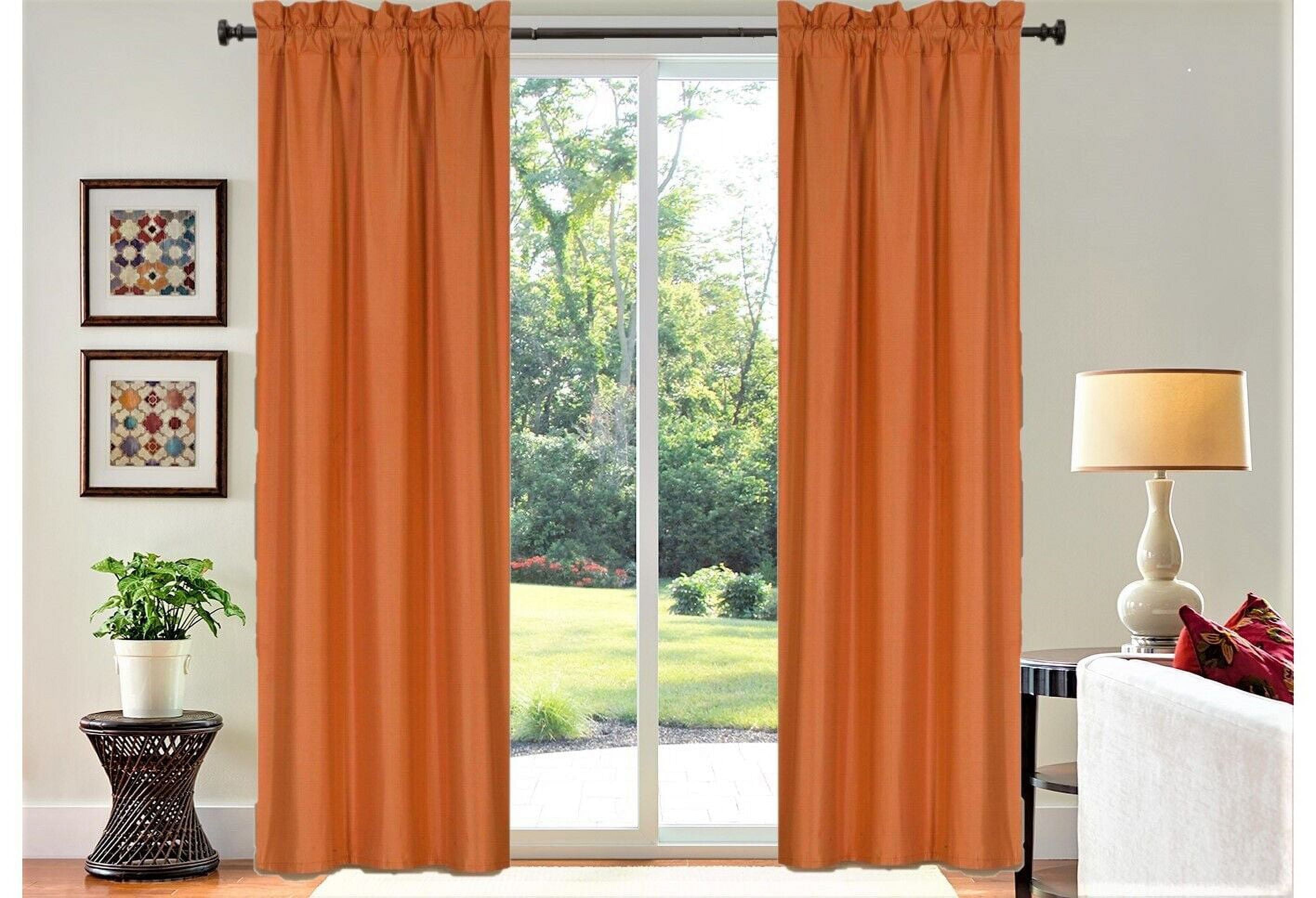 Set of 2 piece R64 brick color lined window curtain panel 100% privacy ...