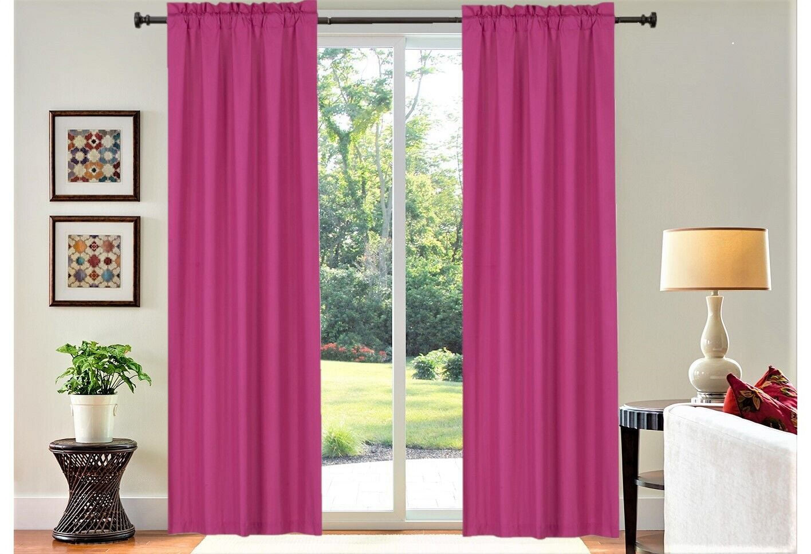 Set of 2 piece R64 hot pink color lined window curtain panel 100% ...