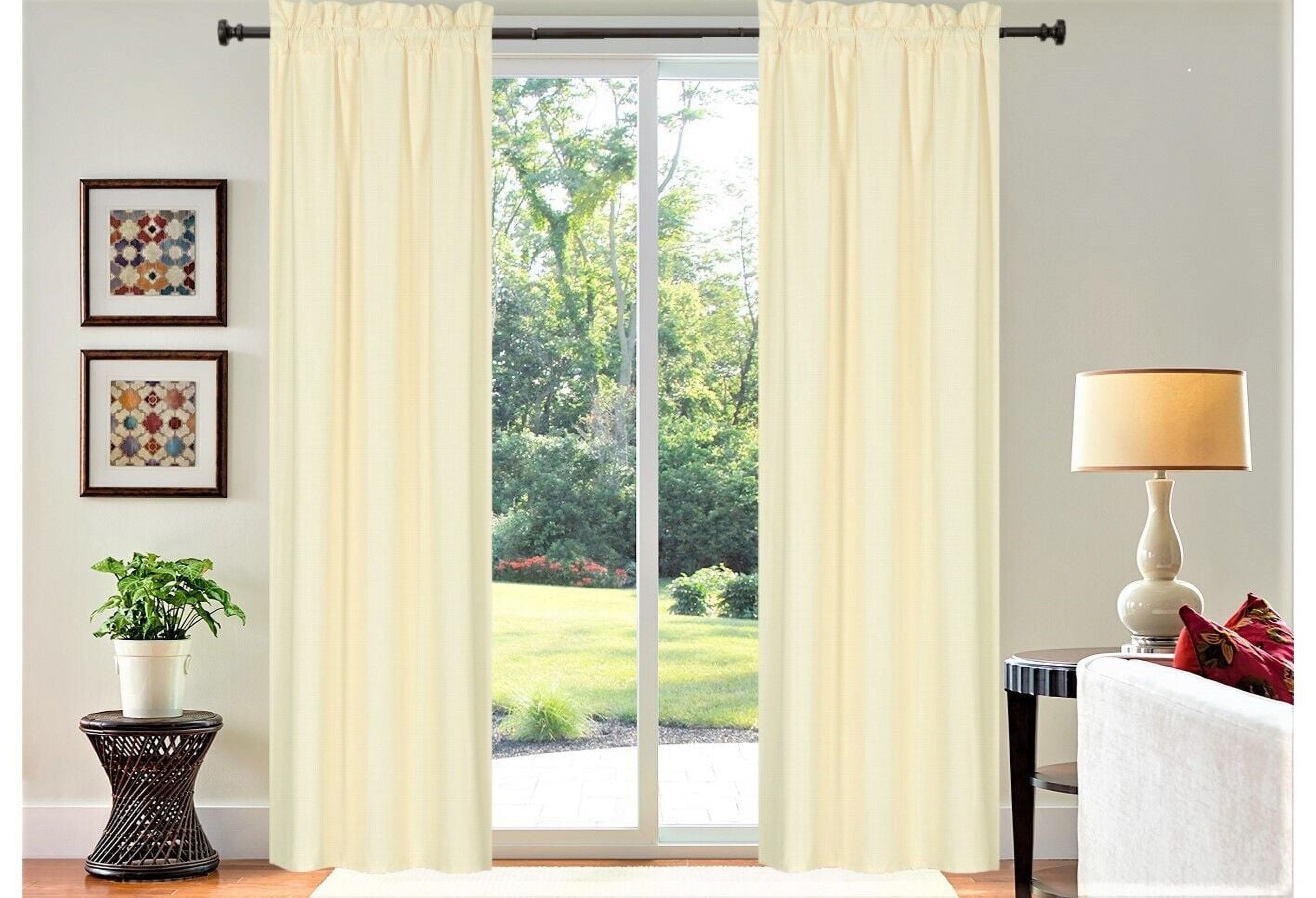 Set of 2 piece R64 ivory color lined window curtain panel 100% privacy ...