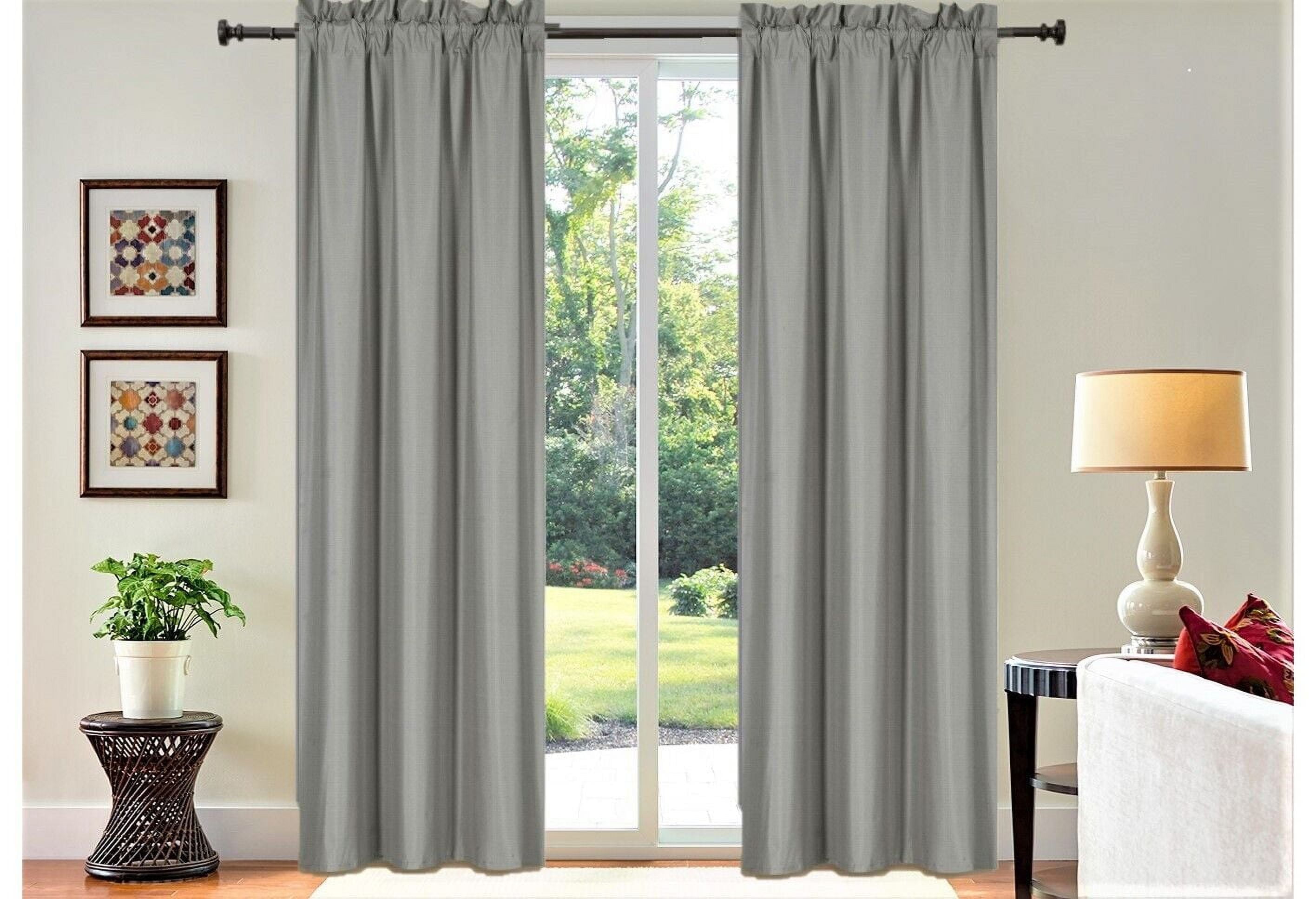 Set of 2 piece R64 silver color lined window curtain panel 100% privacy ...
