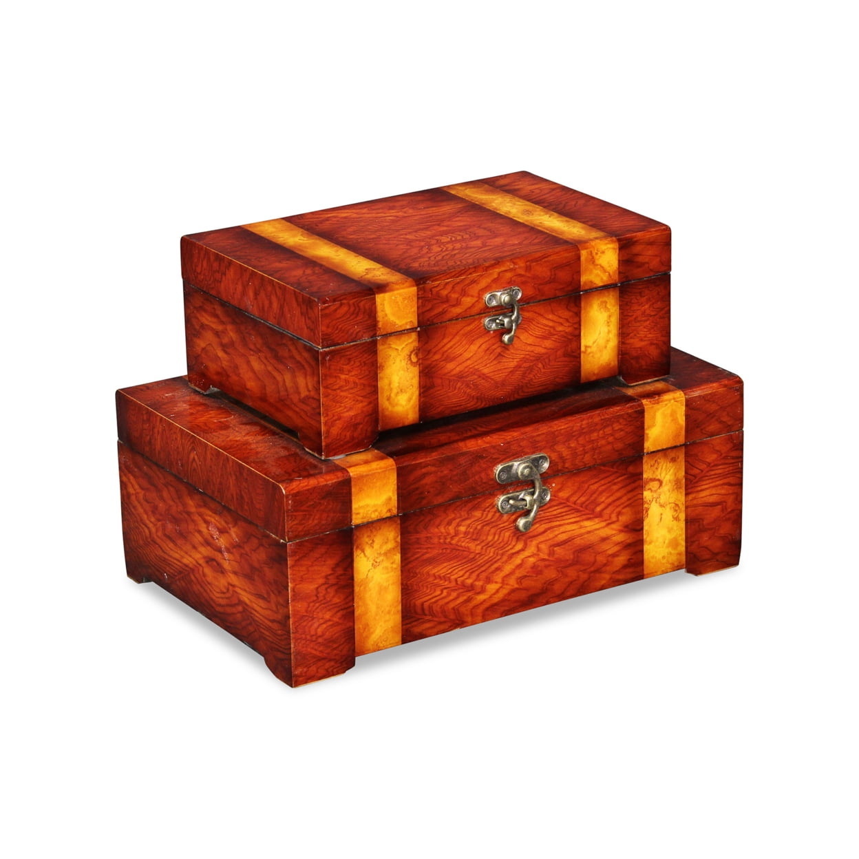 Set of 2 rectangular, burlwood veneer storage boxes - Walmart.com