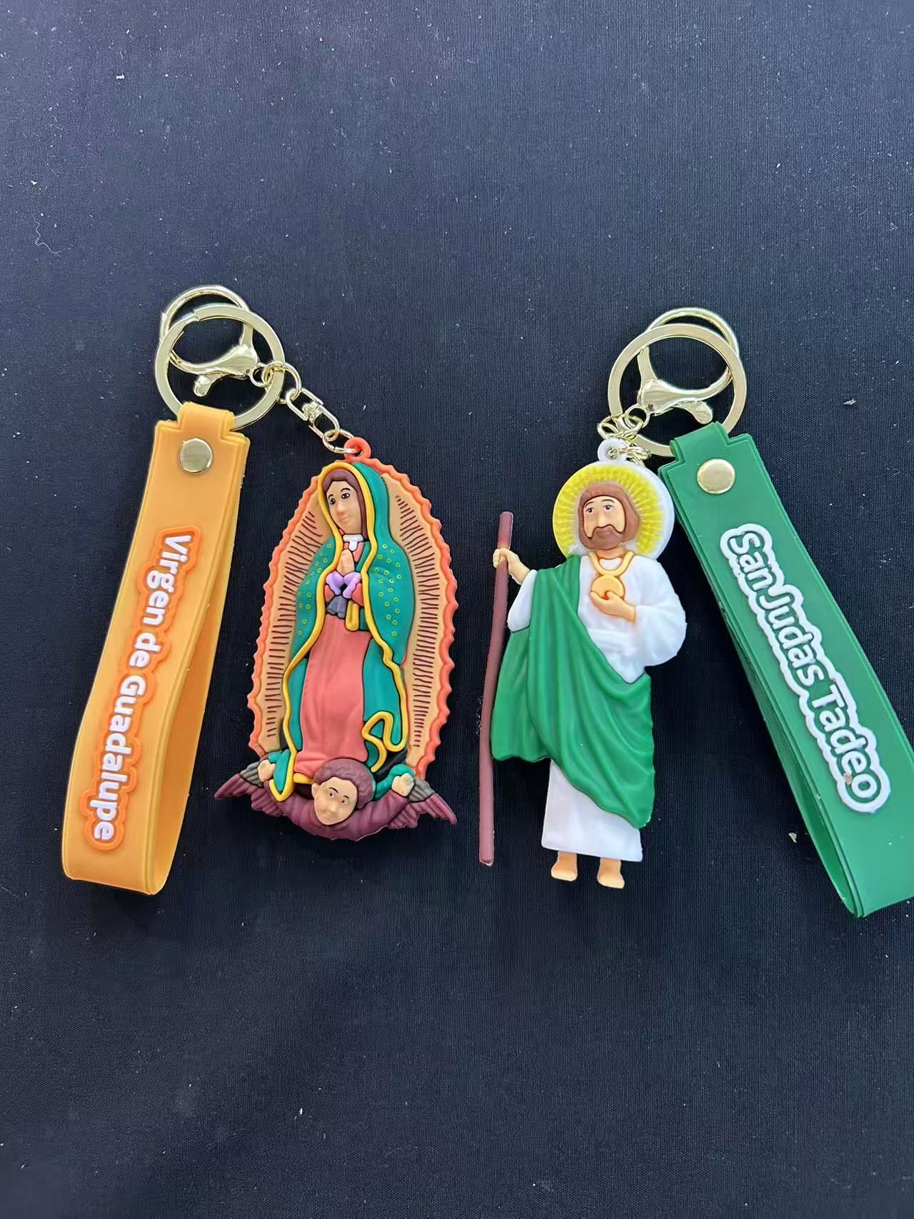 Set of 2 x 3D Virgen de Guadalupe and San Judas key Chain - St. Jude ...