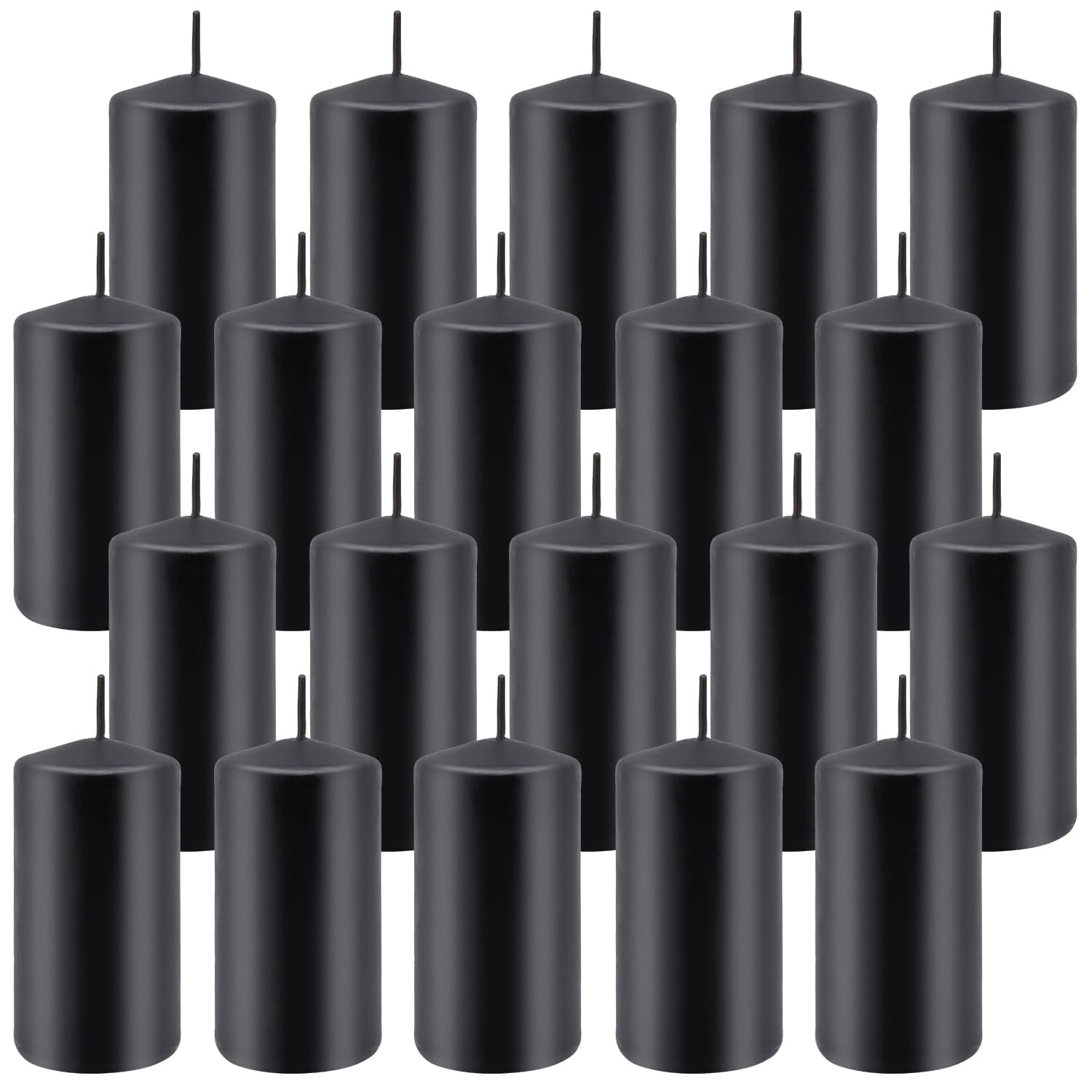 Set of 20 | 2-Inch Wide x 4-Inch Tall Black Pillar Candles - Elegant ...