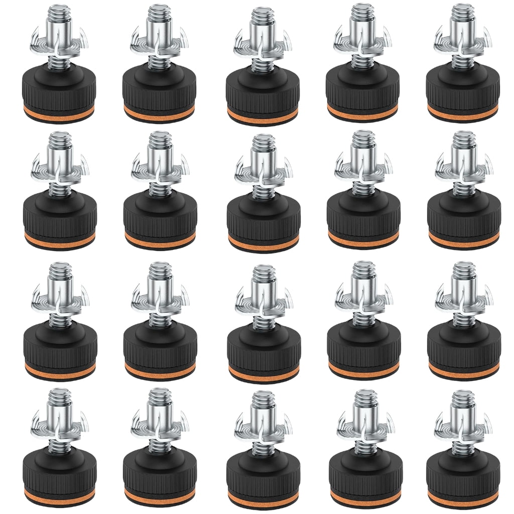 Set of 20 Adjustable Leg Levelers for Furniture 3/8" with Rubber ...