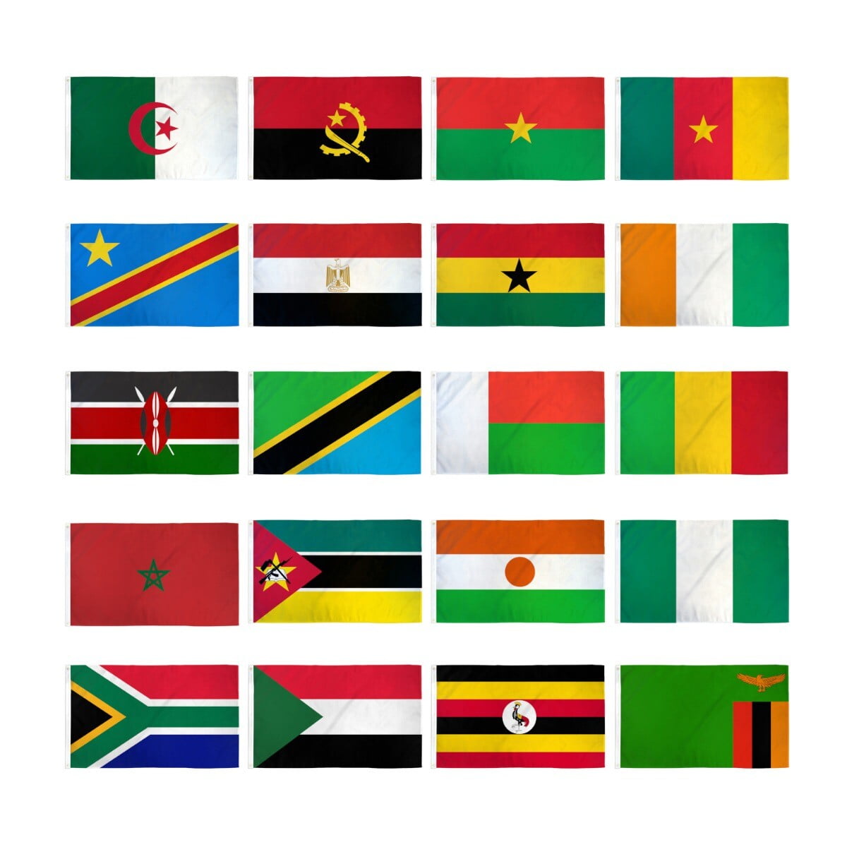 Set of 20 African Country Flags 3x5ft Countries of Africa House Flags ...