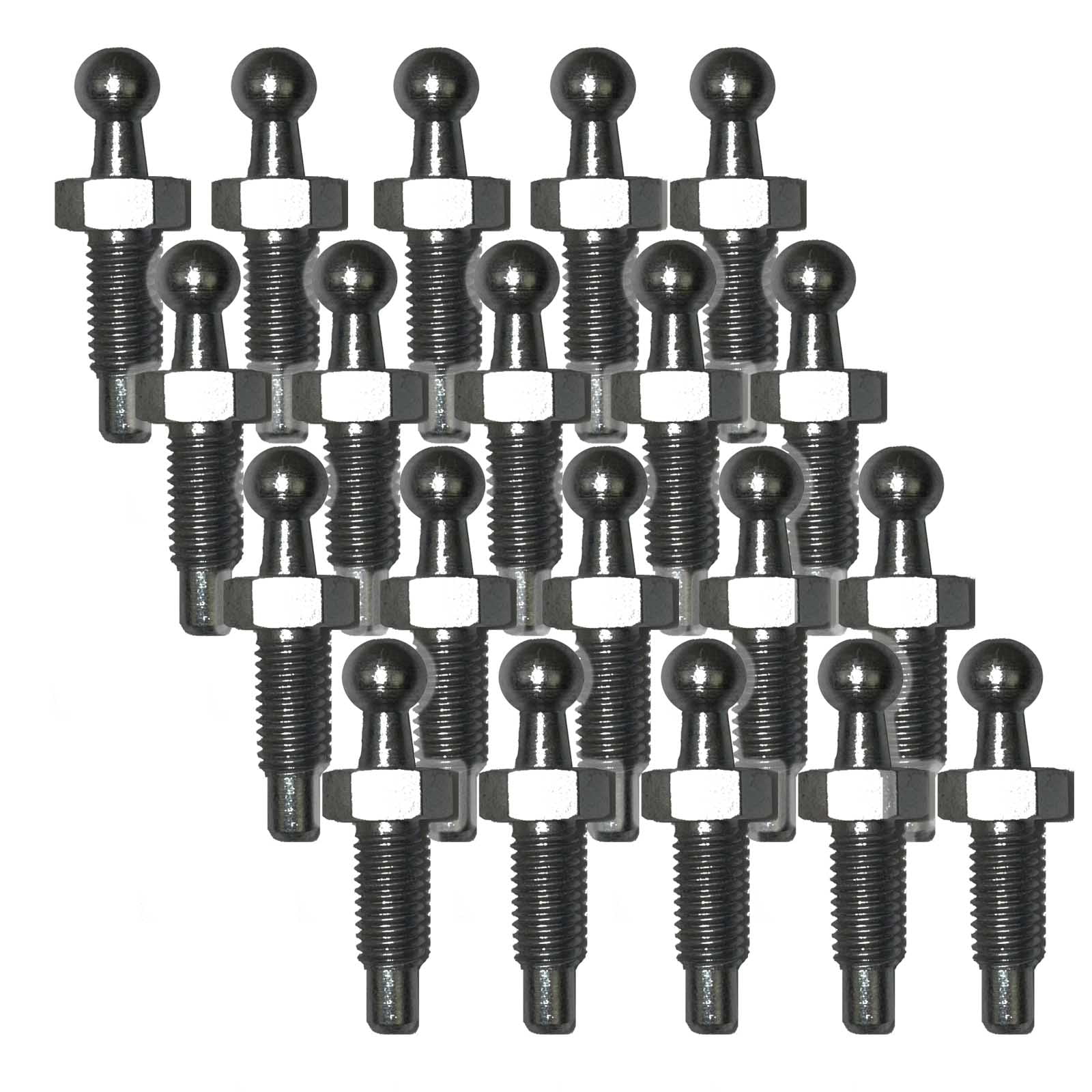 Set of 20 Ball Studs 10mm M8 X 1.25 Heavy Duty Thread Zinc Automotive ...