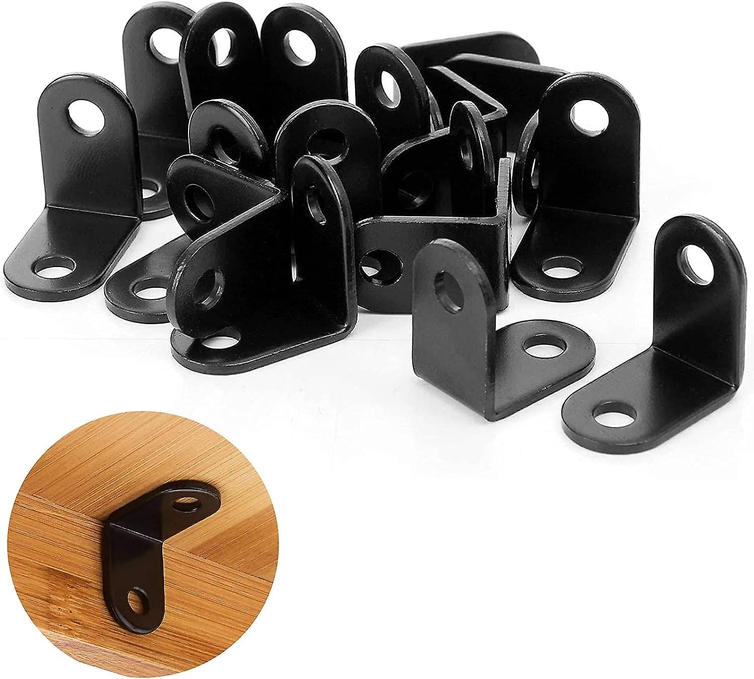 Set of 20 Black Small Fixing Brackets - 26x26mm Metal Brackets for ...