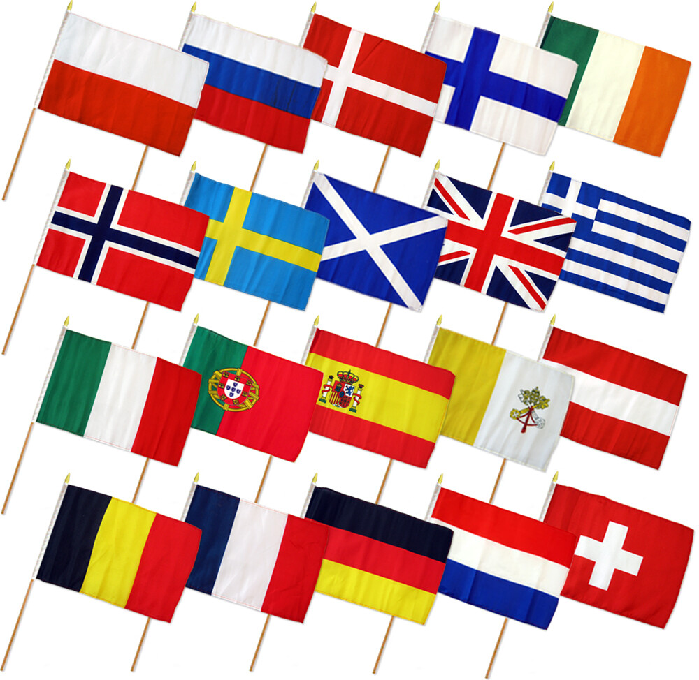 Set of 20 European Country Flags 12x18in Stick Flags of Europe ...