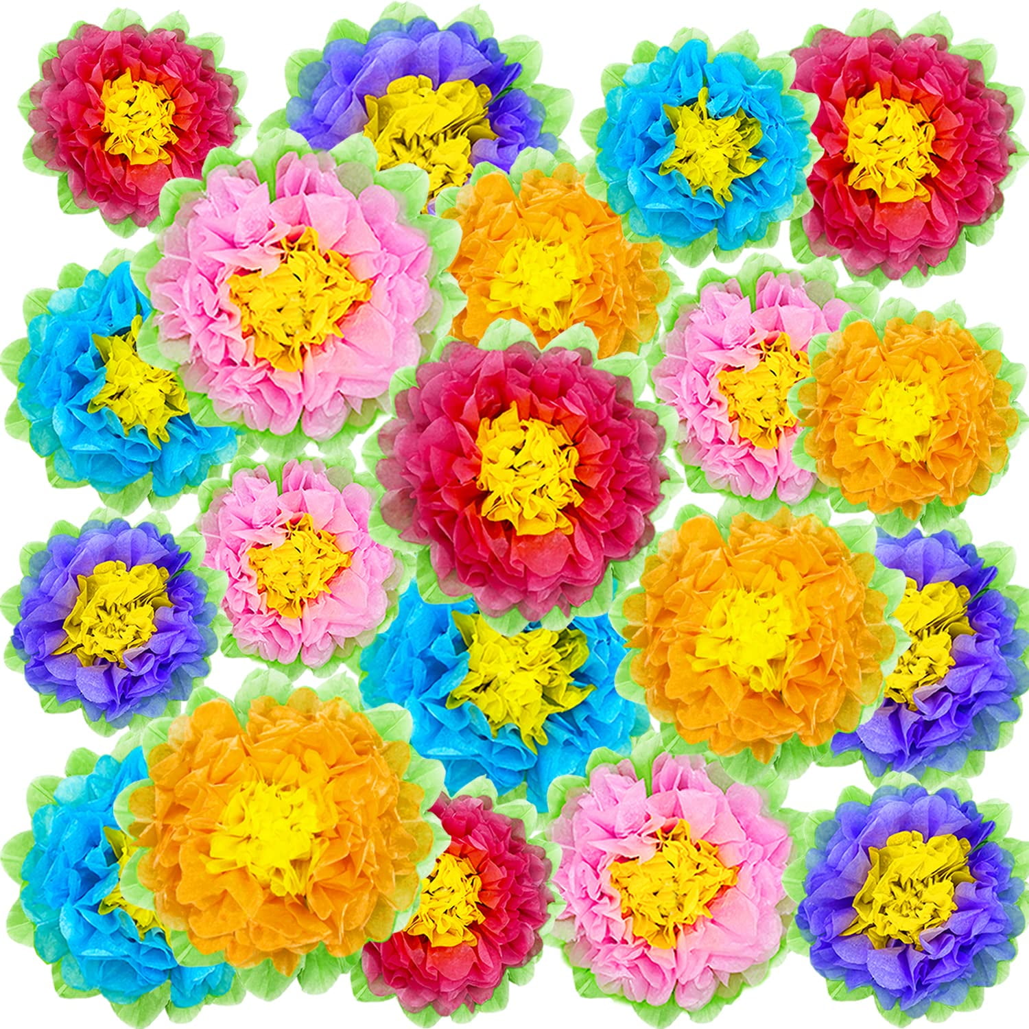 Set of 20 Fiesta DMF15 Paper Flowers,Colorful Tissue Paper Flowers ...