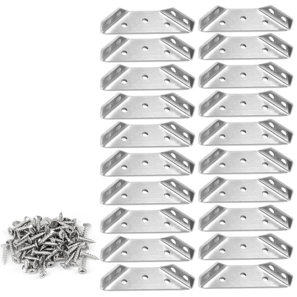 Set of 20 Triangle Mounting Connectors Stainless Steel Corner Brackets ...