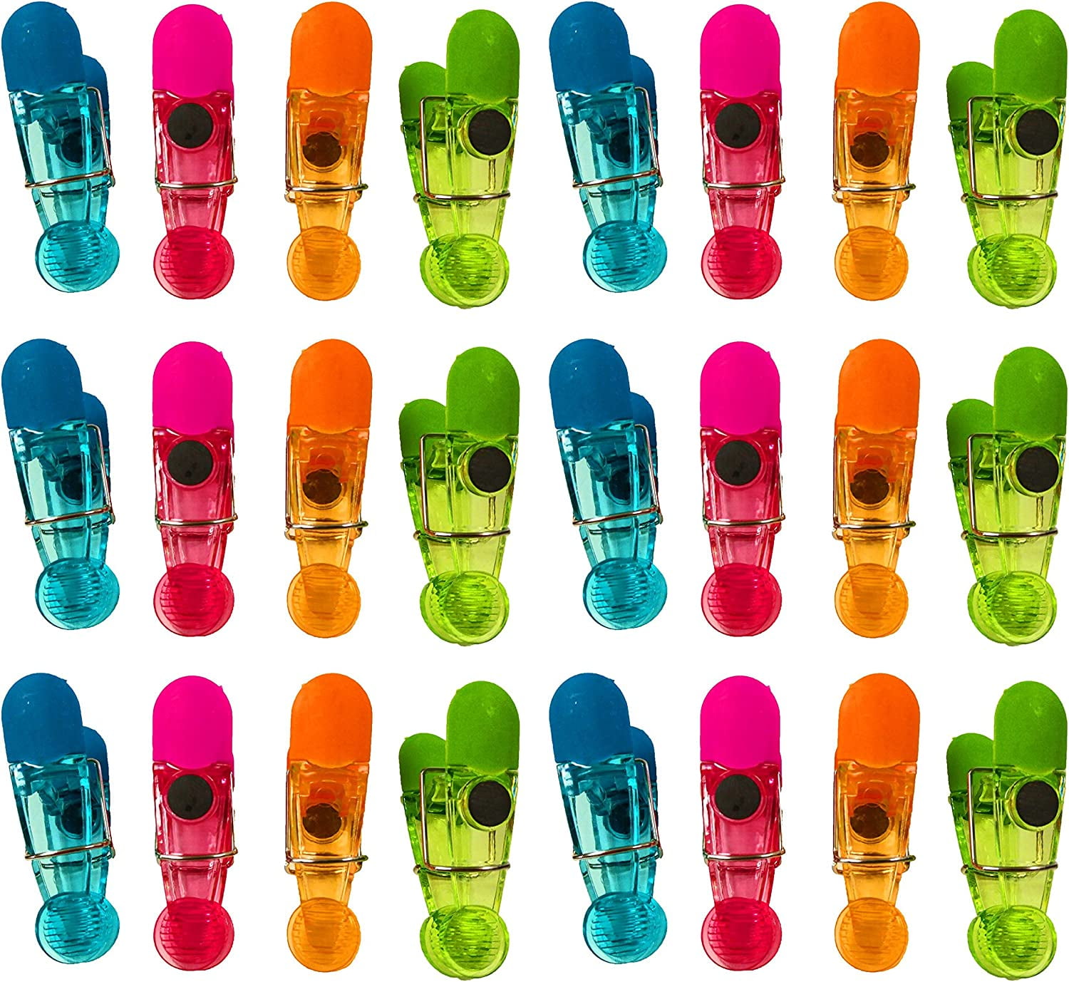 Set of 24 All Purpose Magnetic Clips Colorful Bag Clips, Chip Clips ...