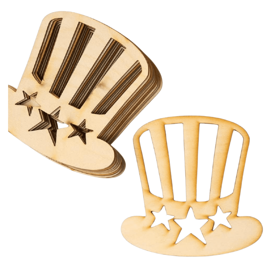 Set of 24 Blank Wood Uncle Sam Hat Cutouts - For 4th of July Crafts and ...