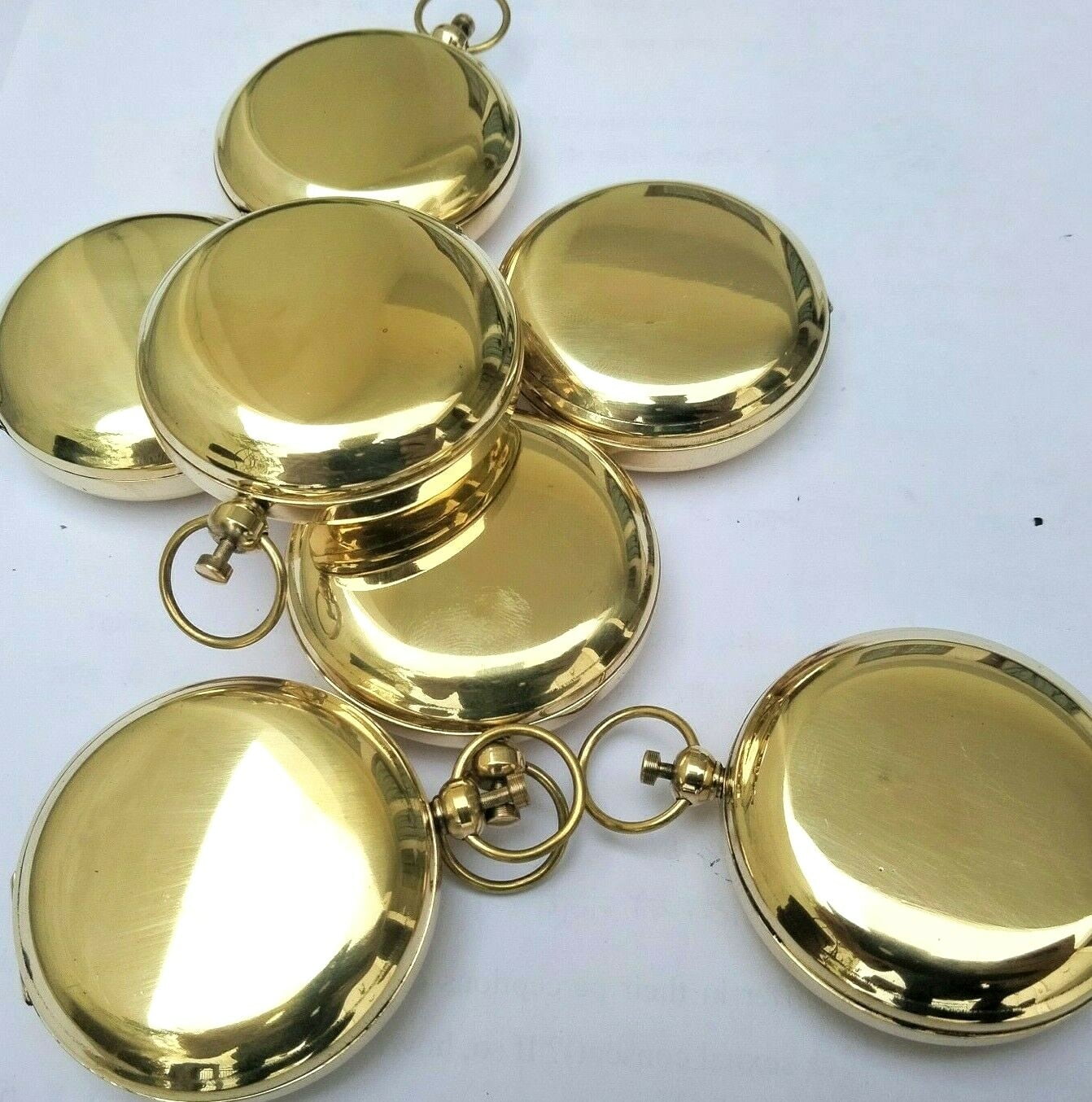 Set of 24 Brass Shiny Push Button Pocket Lid Compass Nautical Compass 2 ...
