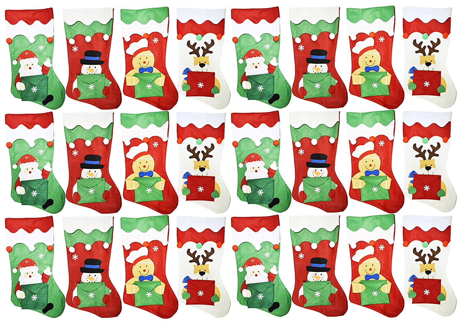 Set of 24 Christmas Stockings with Gift Card Envelopes! 18" Stockings ...