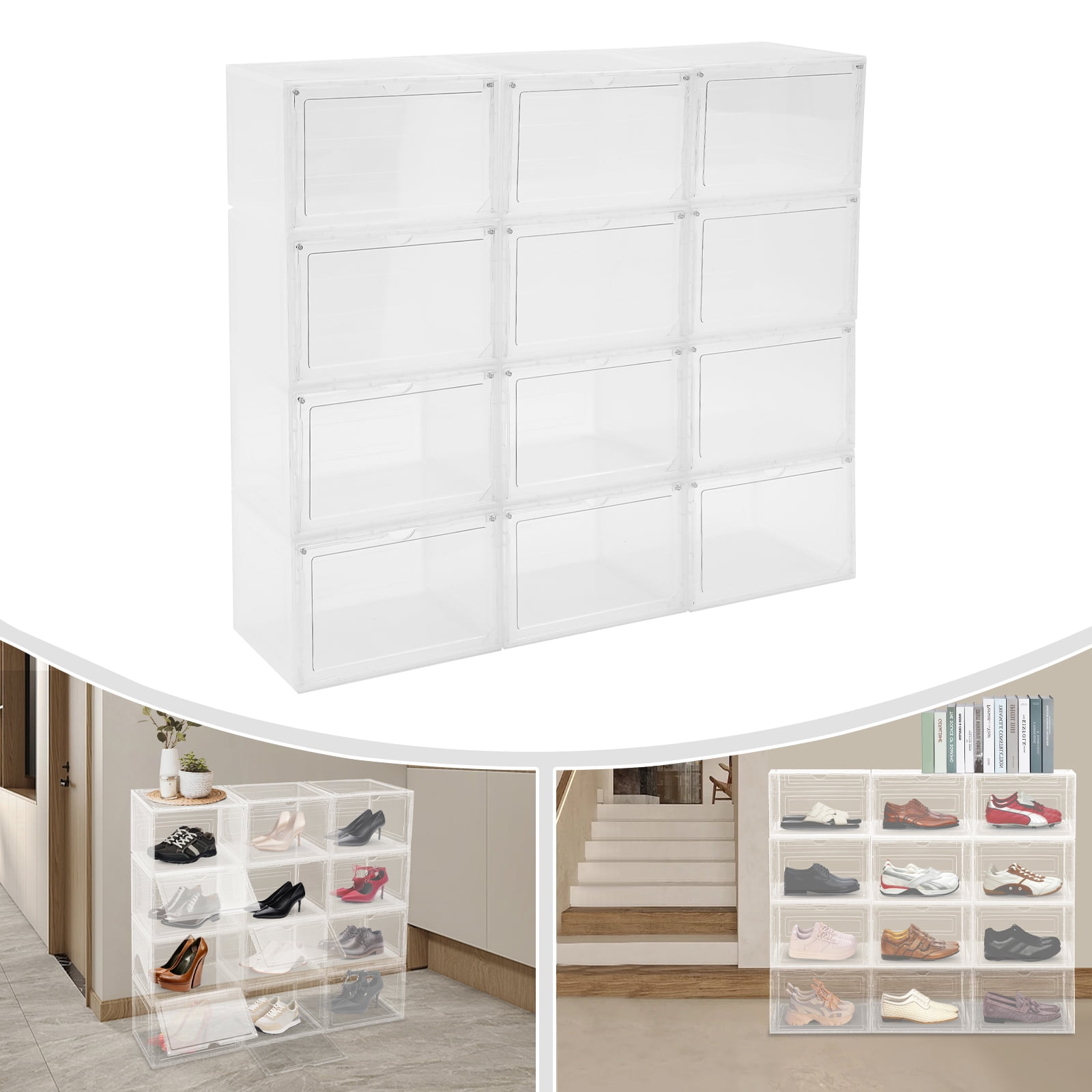 Set of 24 Clear Acrylic Shoe Storage Boxes with Magnetic Seals ...