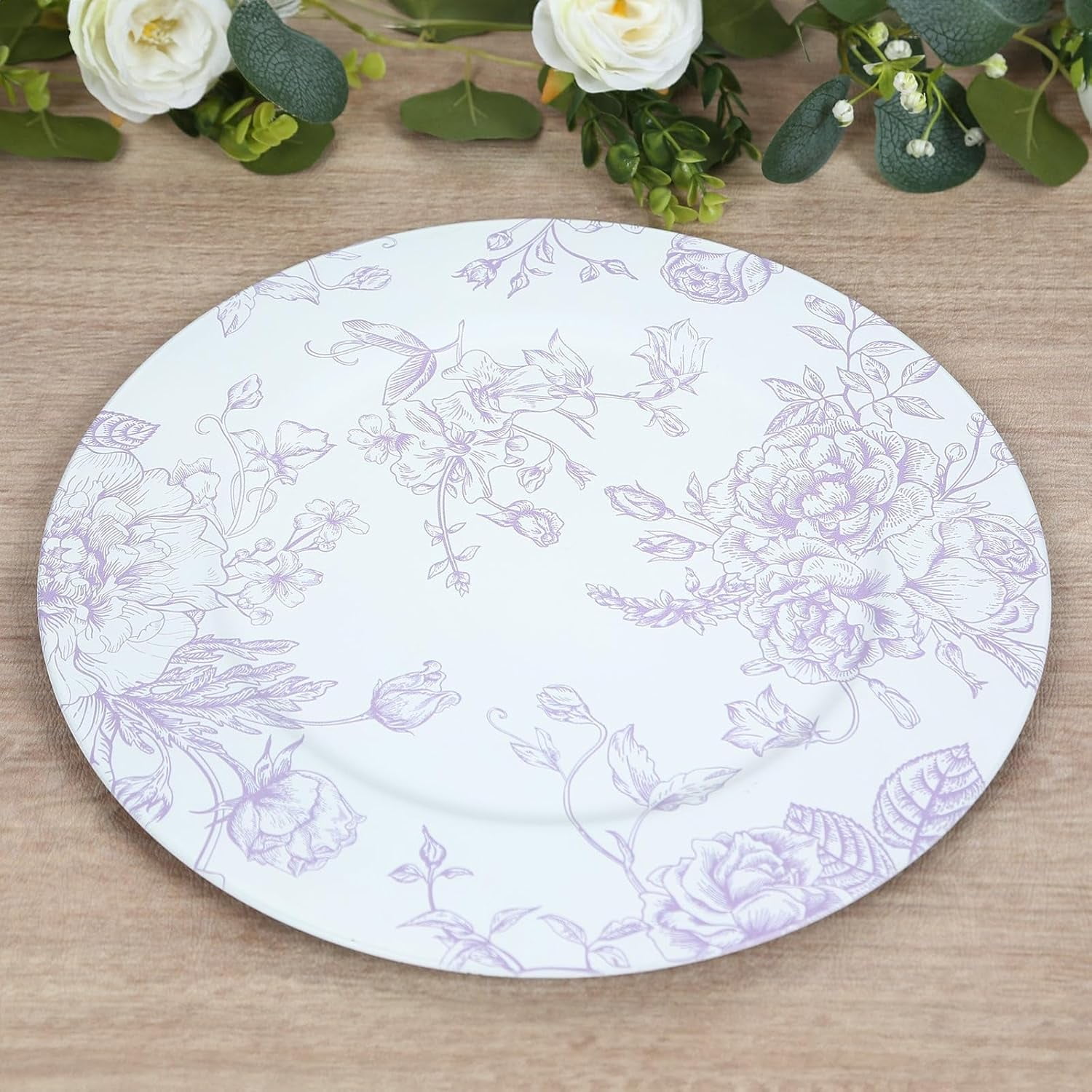 Set of 24 French Toile Charger Plates, 13" Lavender Floral Acrylic ...