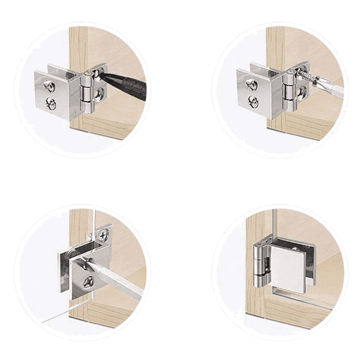 Set of 24 Glass Door Hinges, 5mm-8mm Adjustable Rectangle Clamp Single ...