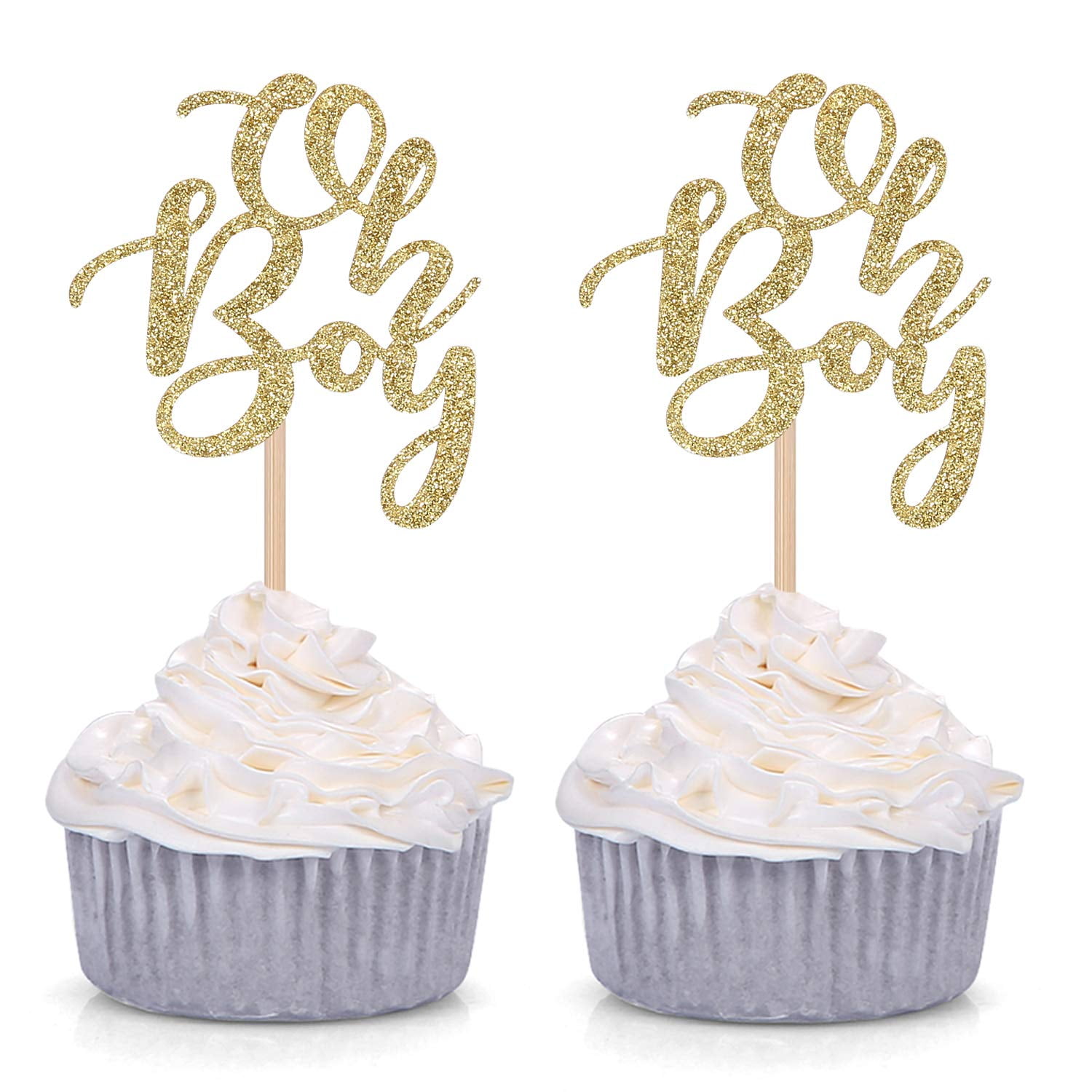 Set of 24 Golden GGA1 Oh Boy Cupcake Toppers Party Decors Baby Shower ...