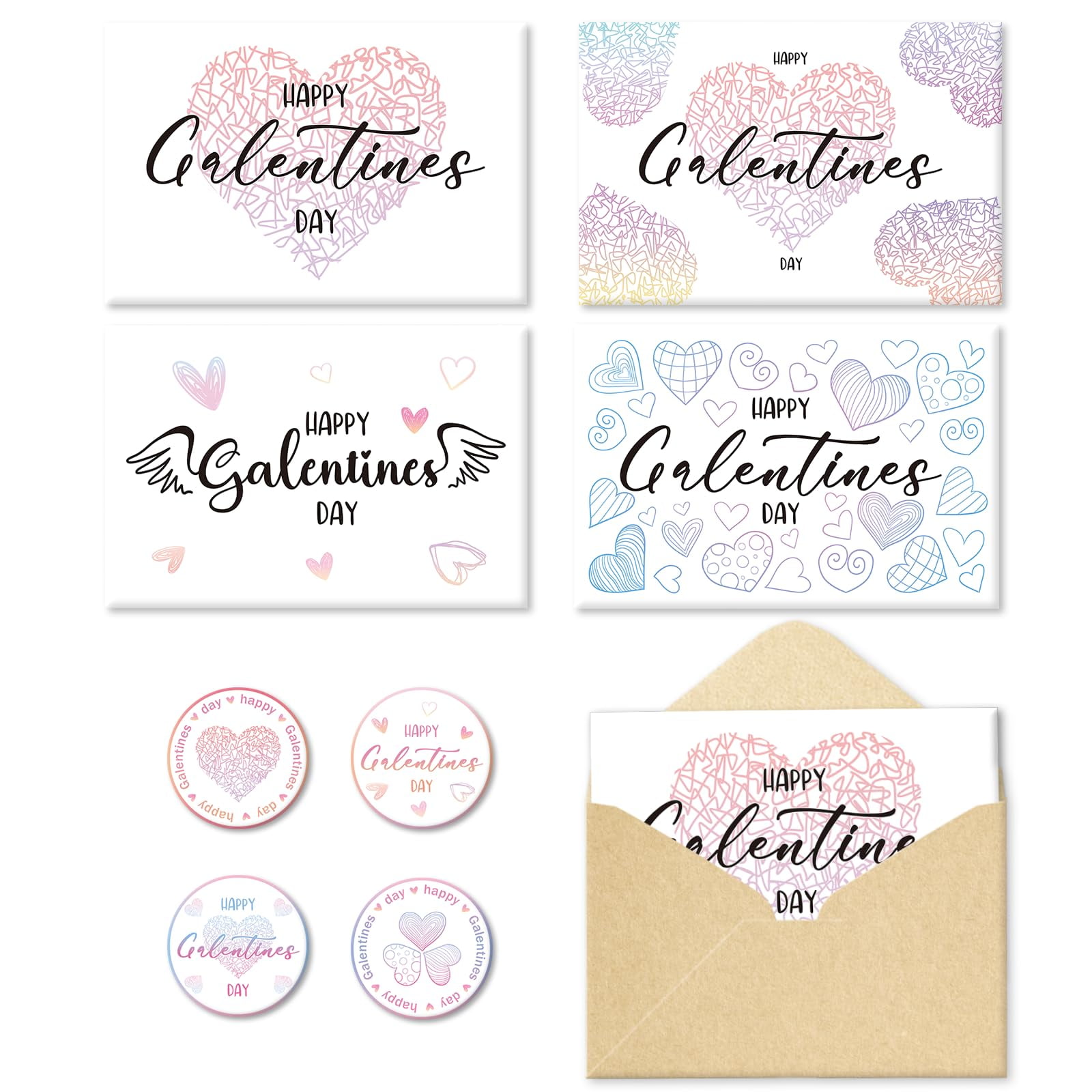Set of 24 Happy Galentines Day Cards, Valentine's Day Cards for Friends ...
