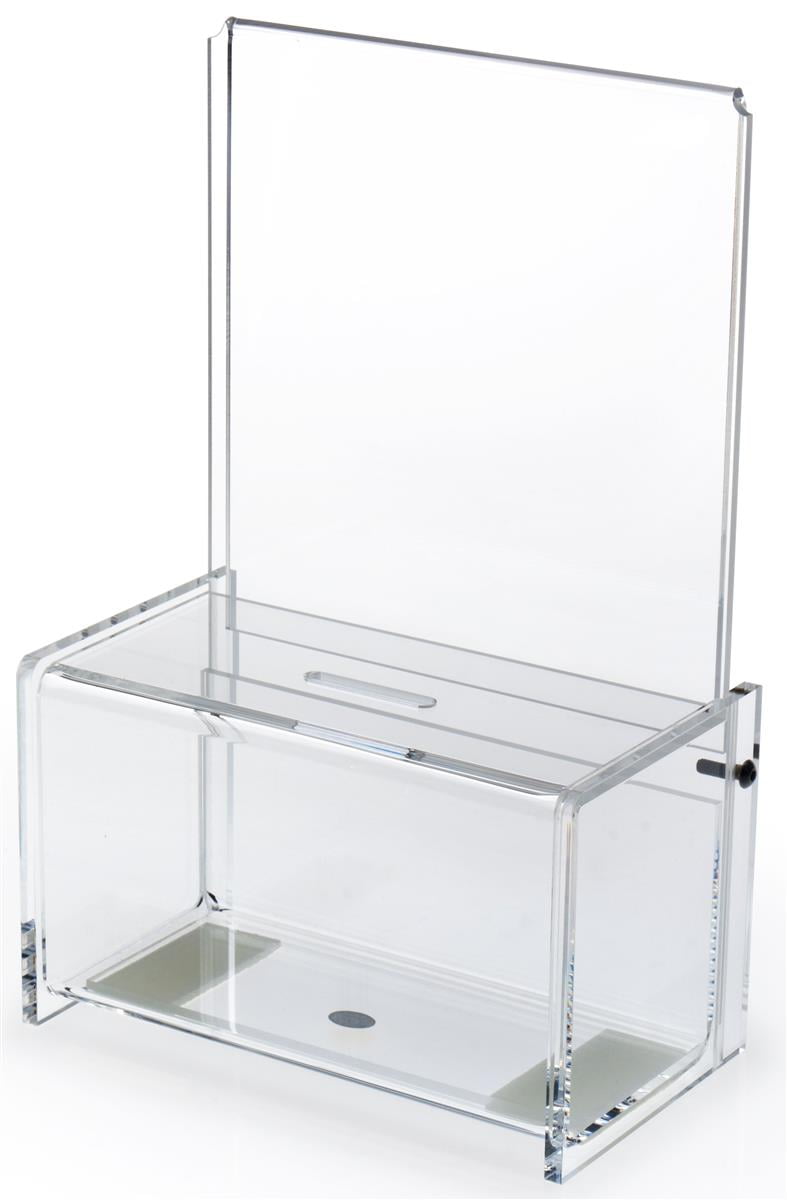 Set of 24, Locking Tabletop Donation Box with Sign Frame, Clear Acrylic ...